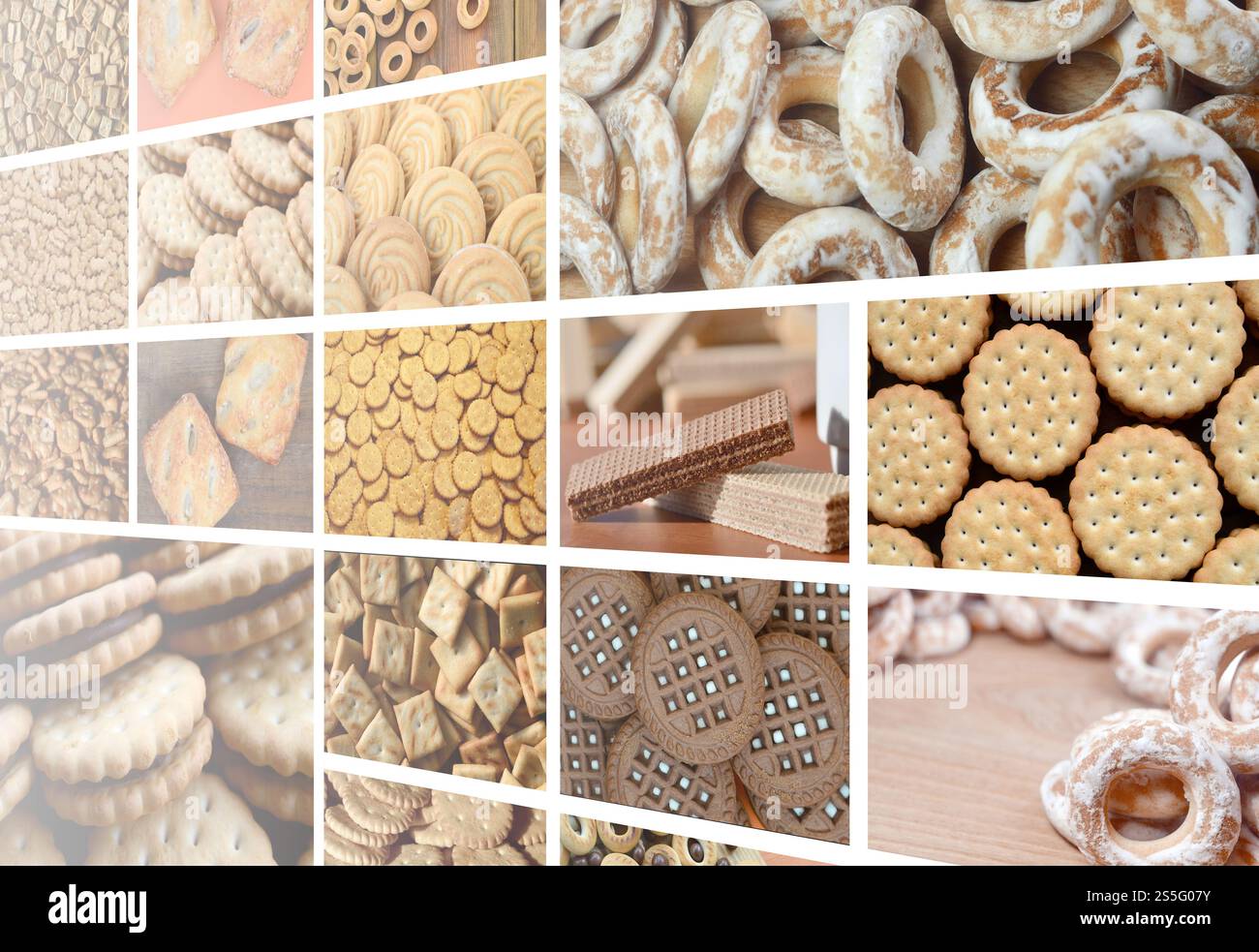 A collage of many pictures with various sweets close-up. A set of ...