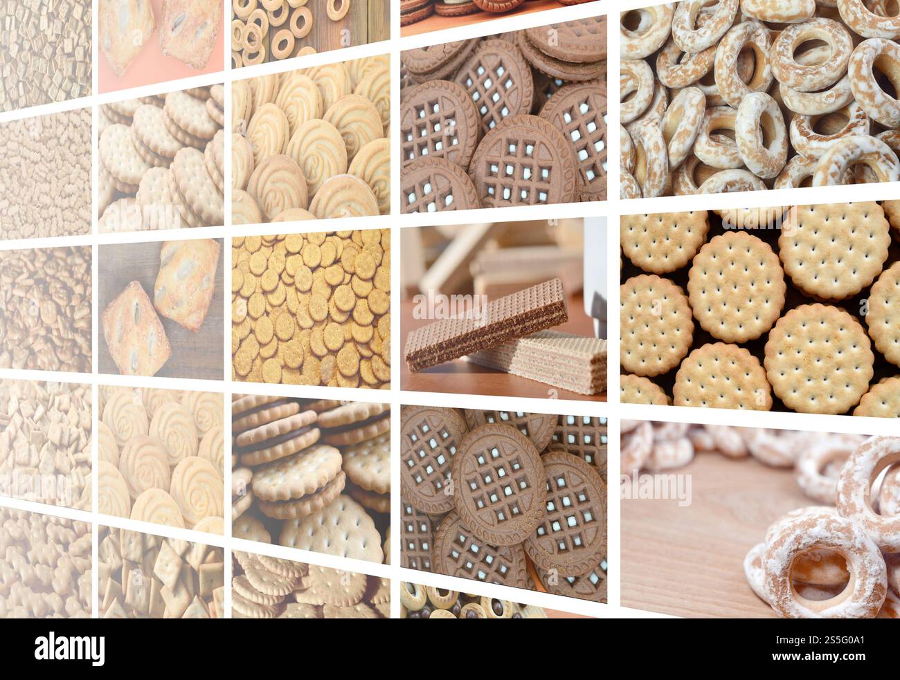 A collage of many pictures with various sweets close-up. A set of ...