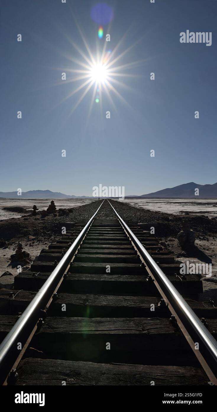 Bolivia - train line to Chile through the Atacama Desert Stock Photo ...