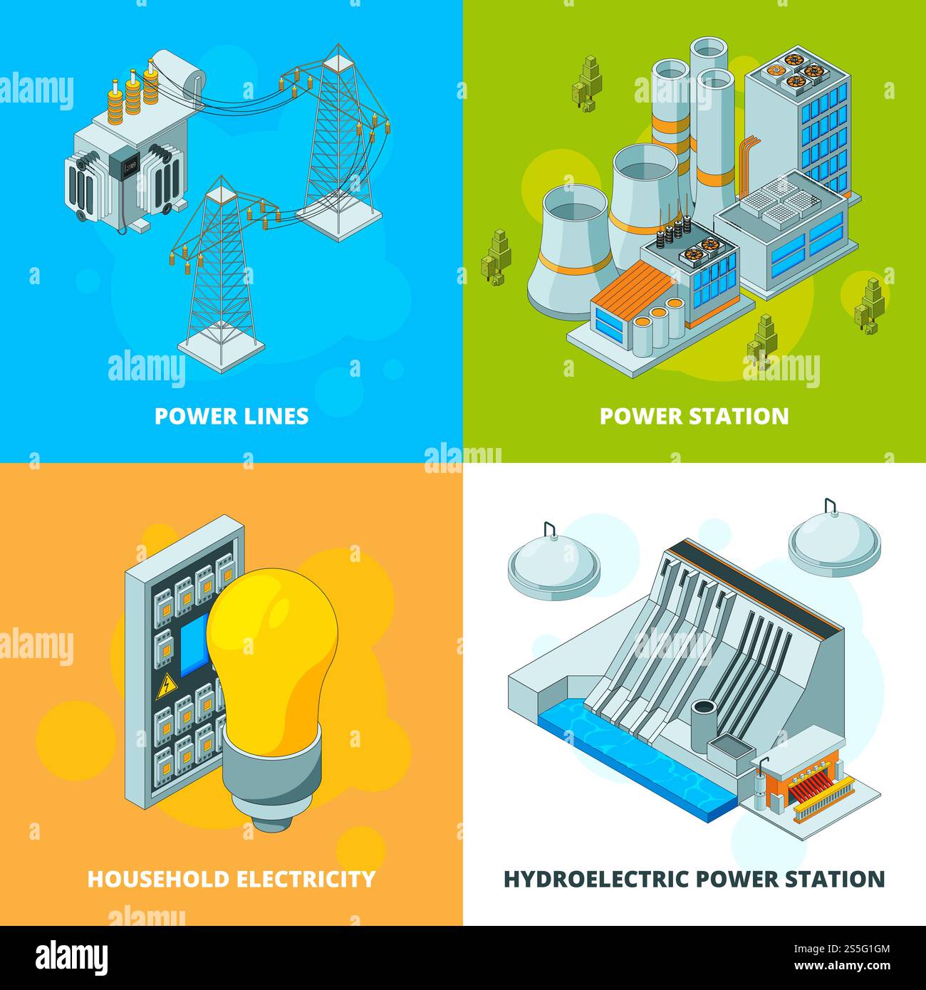 Energy power stations. Electrical symbols generator high voltage ...