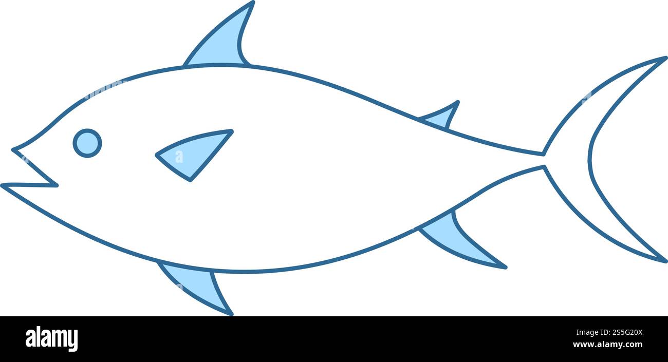 Fish Icon. Thin Line With Blue Fill Design. Vector Illustration Stock ...