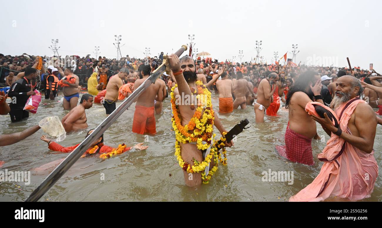 Prayagraj, India. 02nd Jan, 2020. PRAYAGRAJ, INDIA - JANUARY 14: A Naga ...