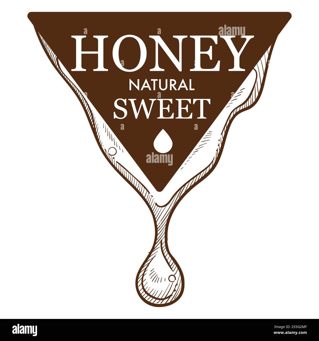 Pure honey poster monochrome sketch outline vector, logo of natural ...