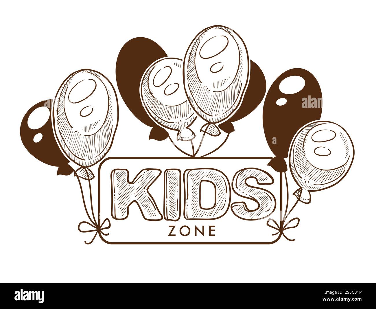 Kid party zone, event celebration, decoration vector. Recreation and ...