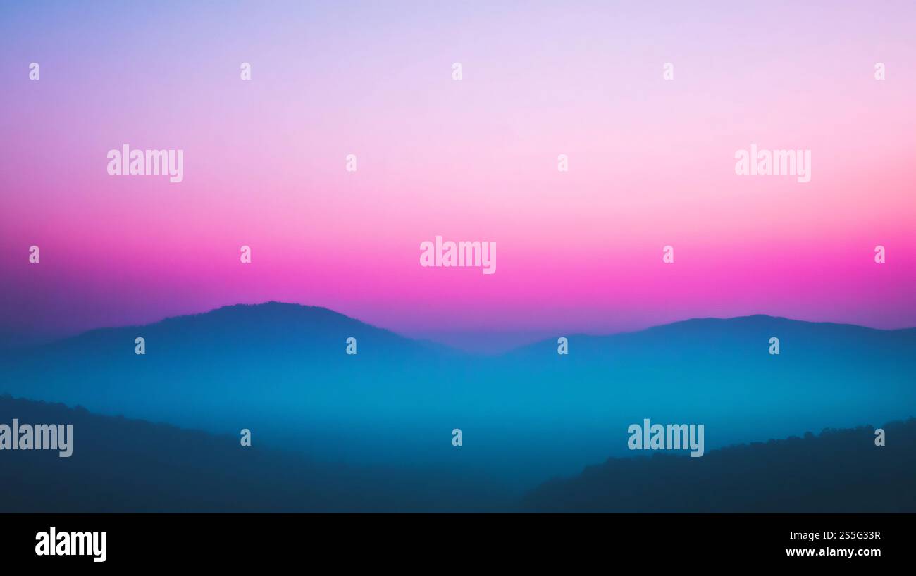 Breathtaking mountain landscape with a stunning color gradient ...