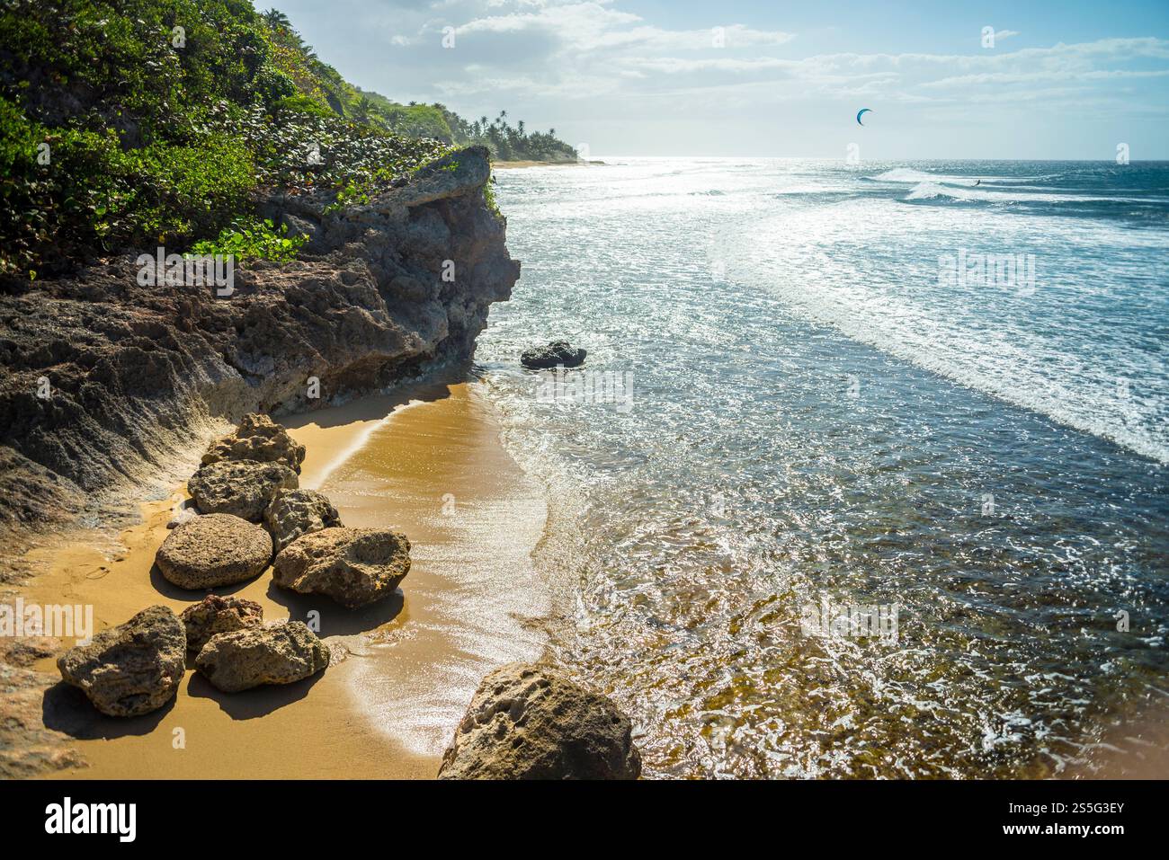 View from above of the beautiful coastline in Aguadilla, Puerto Rico ...