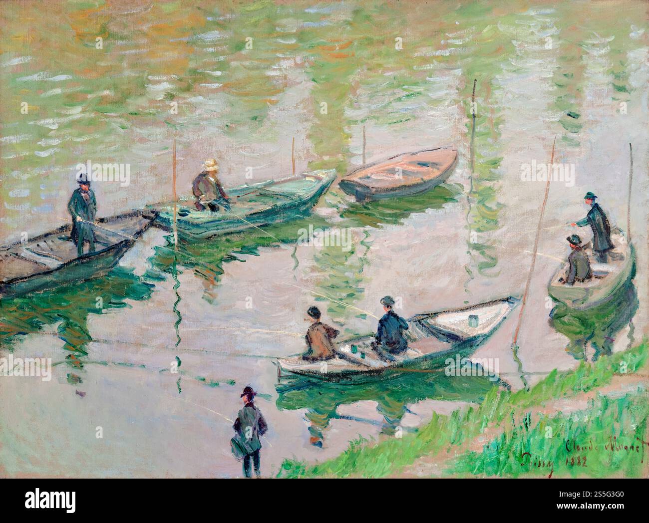 Claude Monet, Fishermen on the Seine near Poissy, painting in oil on ...