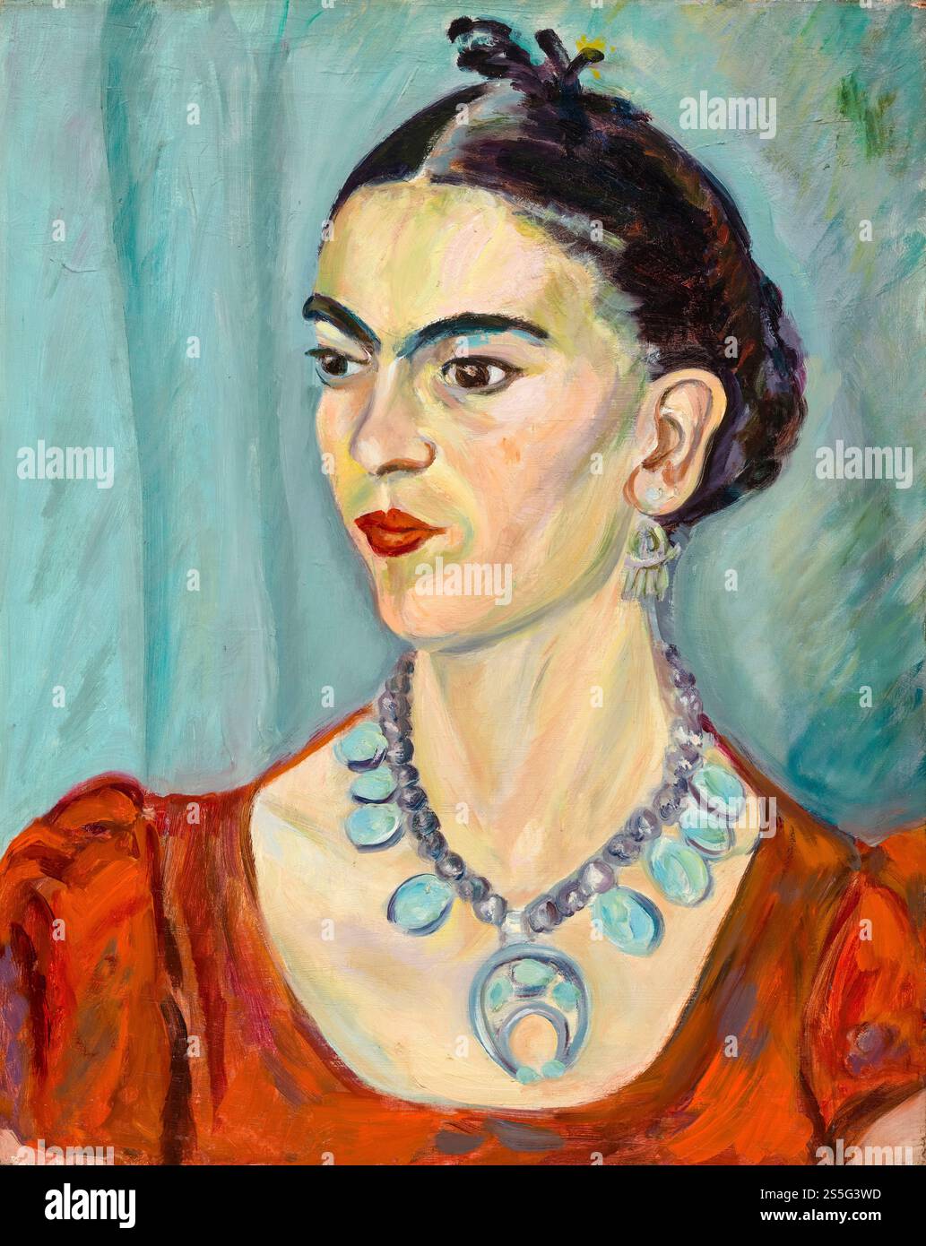 Frida Kahlo (1907-1954), Mexican painter, portrait painting in oil on ...