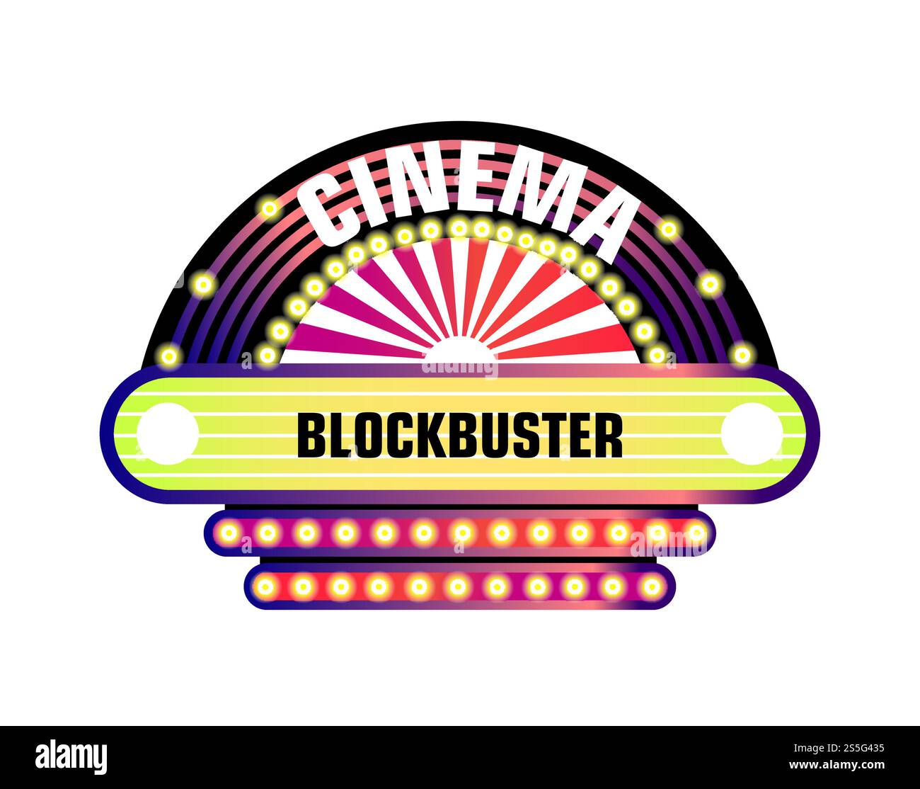 Movie and cinema retro signboard of neon light bulbs. Vector isolated ...