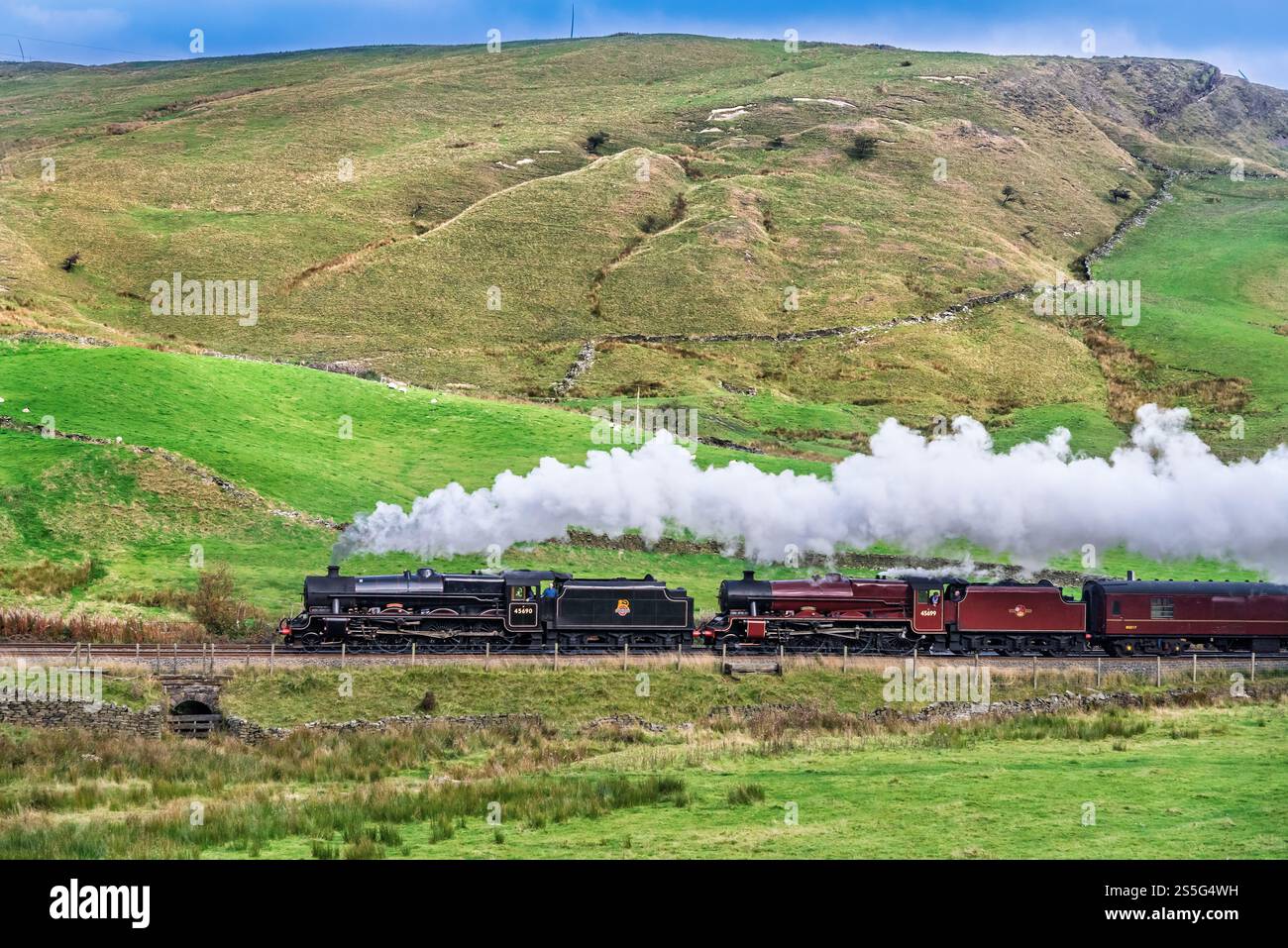 Two Jubilee Class steam engines 45690 'Leander' and 45699 'Galatea ...