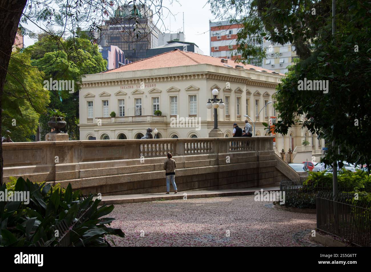The Theatro Sao Pedro historical theater in Praca da Matriz plaza in ...