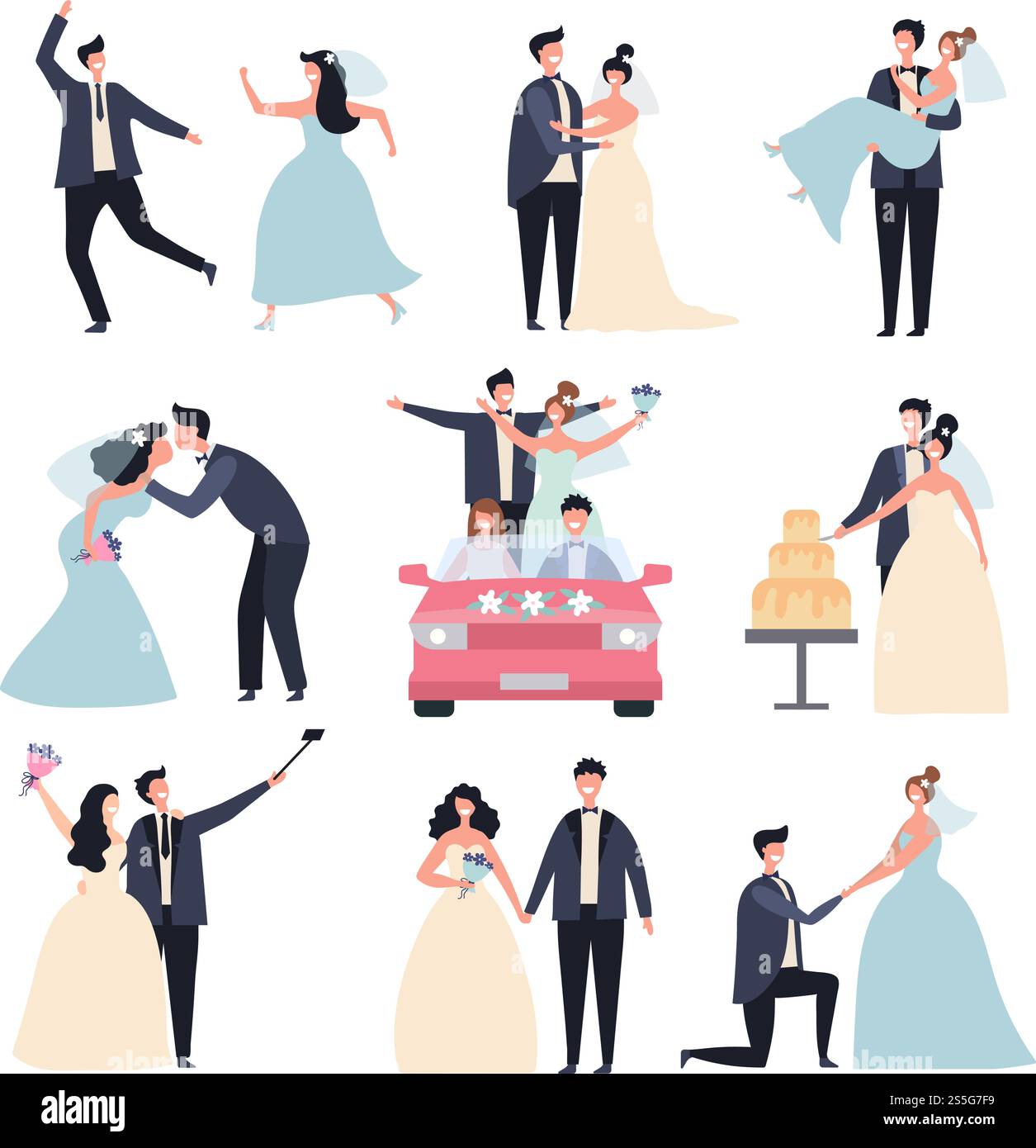 Wedding couples. Bride ceremony celebration wed day love groom marriage ...