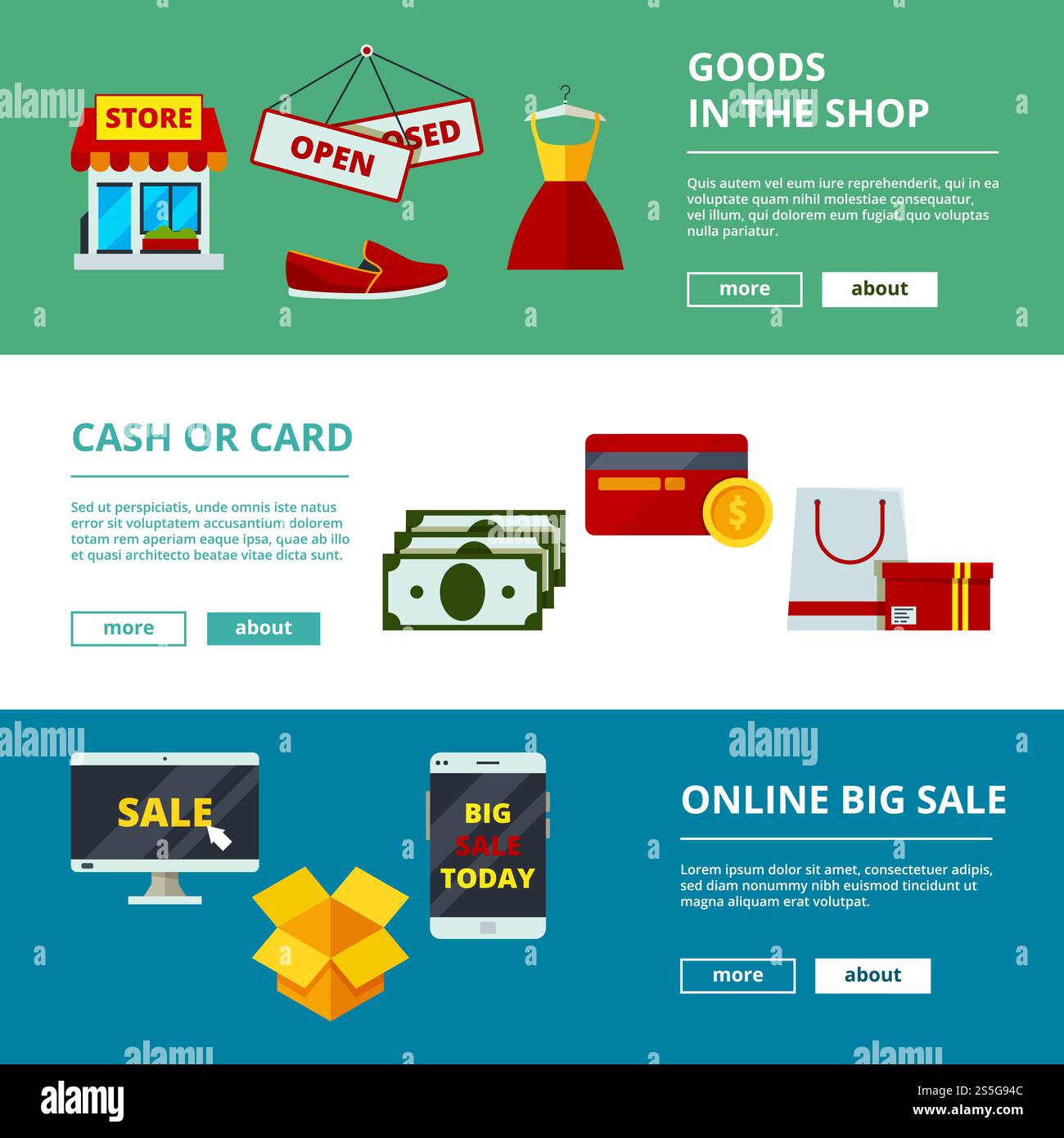 Online shopping banners. E-commerce web store products mobile ...