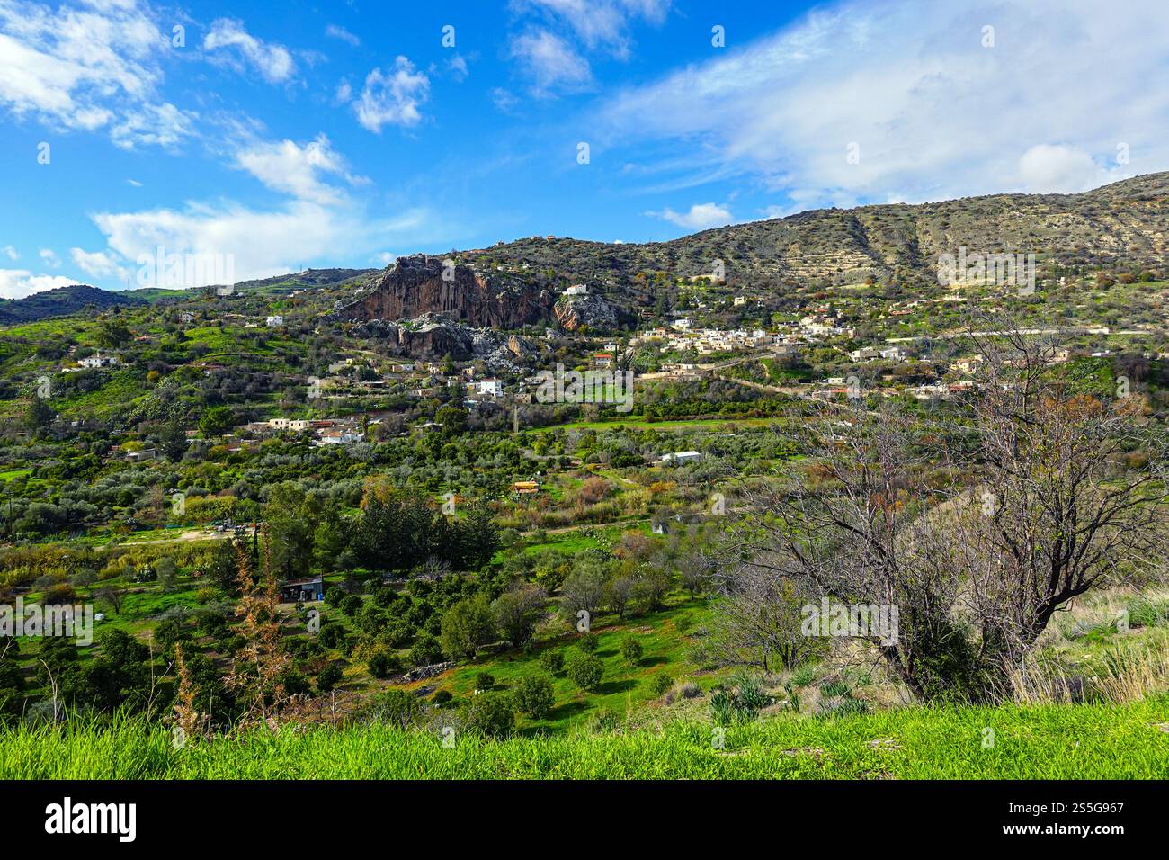 The small village of Episkopi and its surrounding cliffs, Winter on the ...