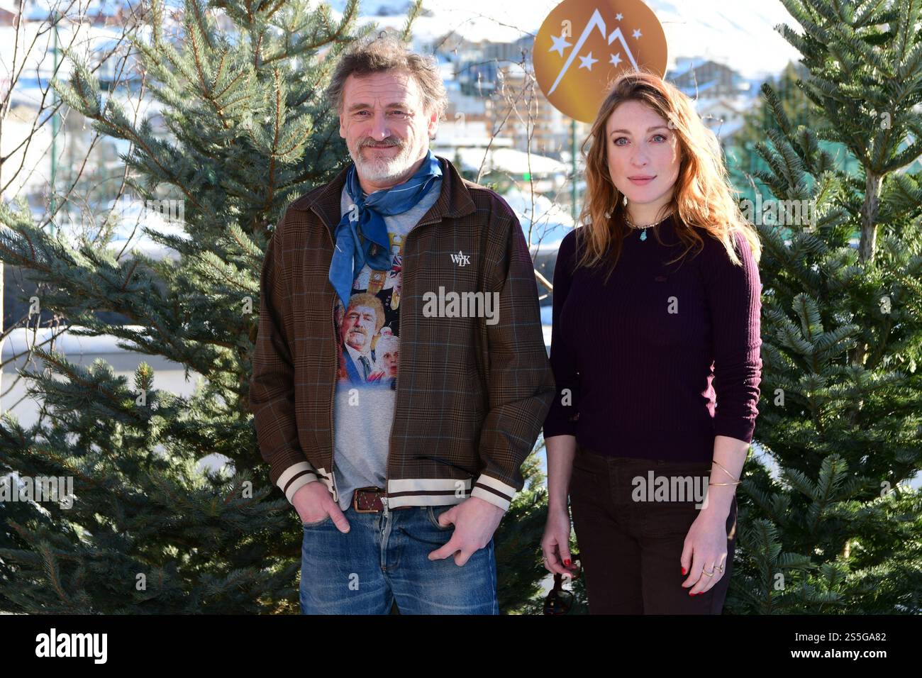 Alpe Huez, France. 14th Jan, 2025. Jean Paul Rouve and Sarah Stern are ...