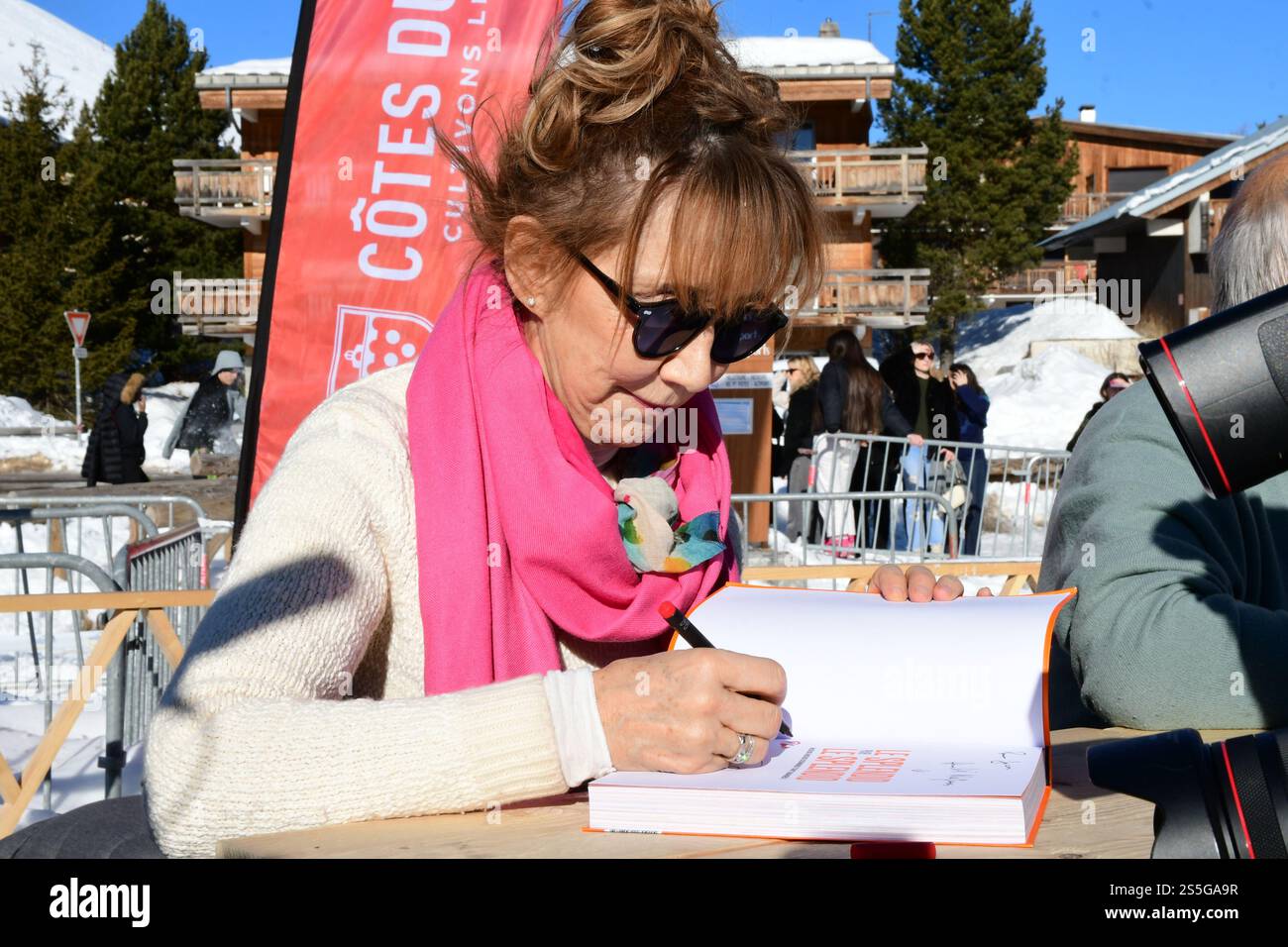 Alpe Huez, France. 14th Jan, 2025. Marie Anne Chazel signs the book Le ...