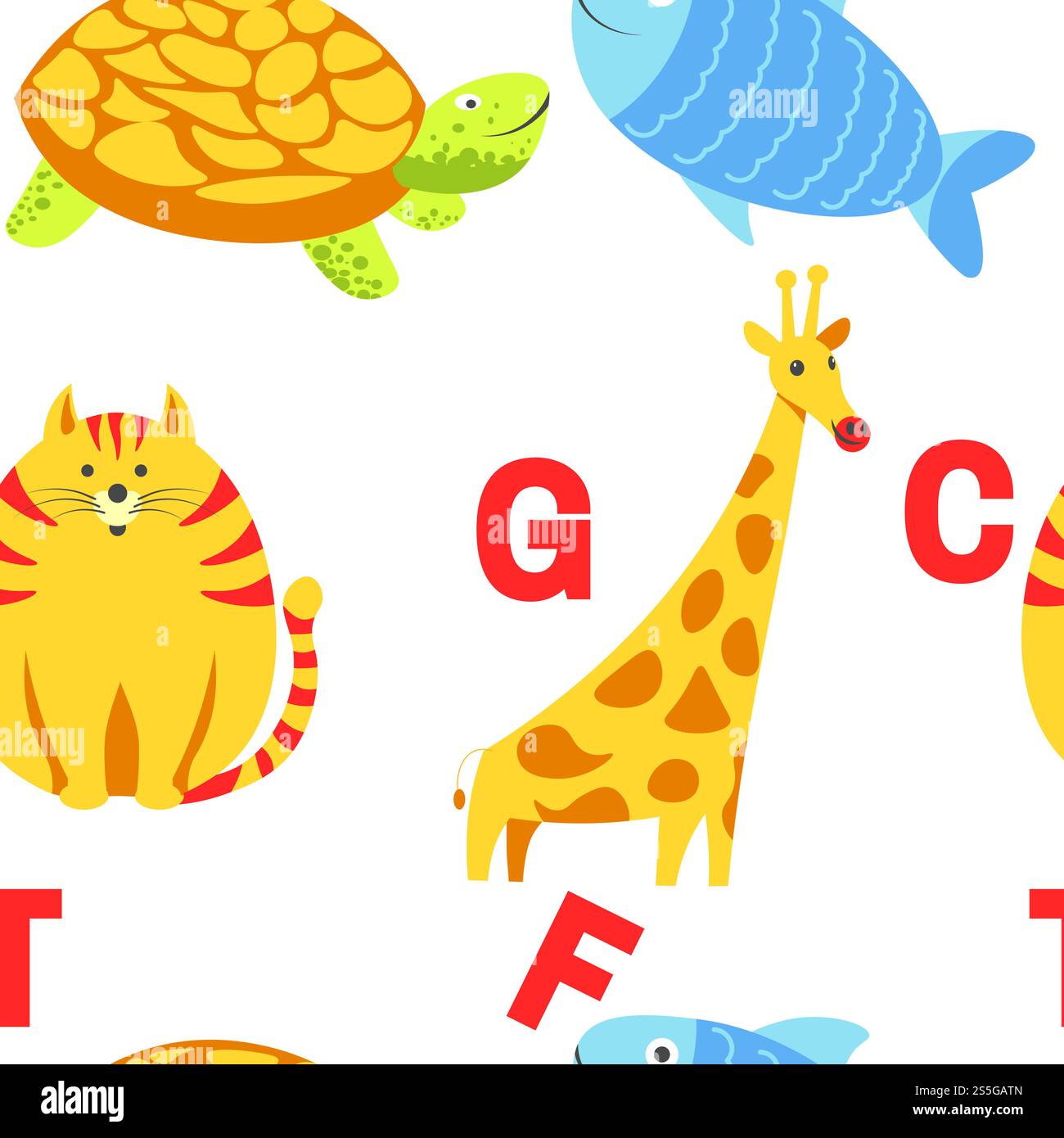 Alphabet animals and letters study material for children vector. U for ...