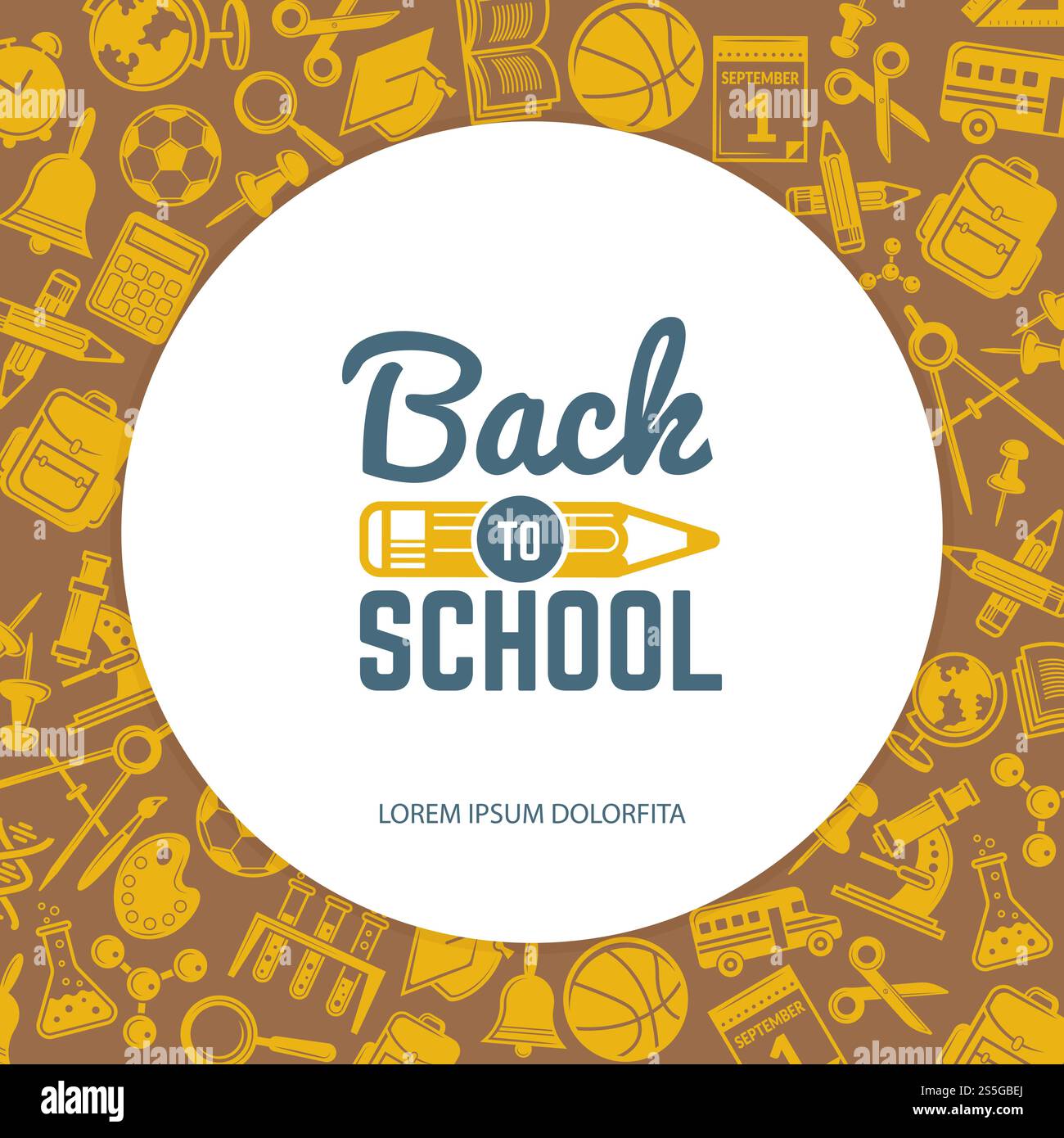 Science symbols background. Various cartoon symbols of school. Vector ...