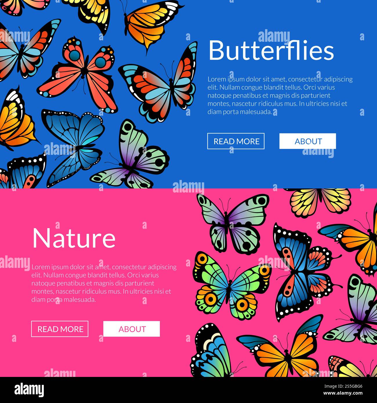 Vector decorative butterflies web banner templates illustration ...