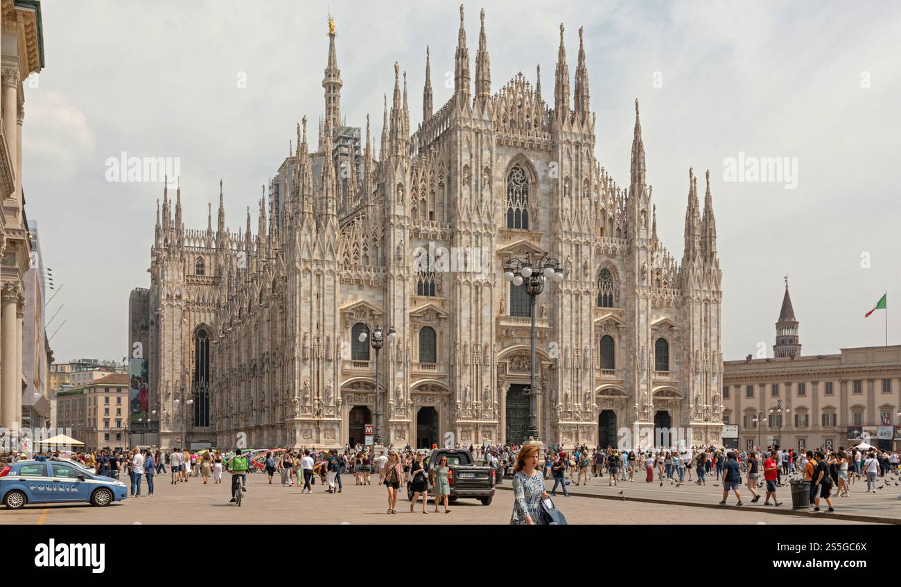 Milan, Italy - June 15, 2019: Crowd of People in Front of Massive ...