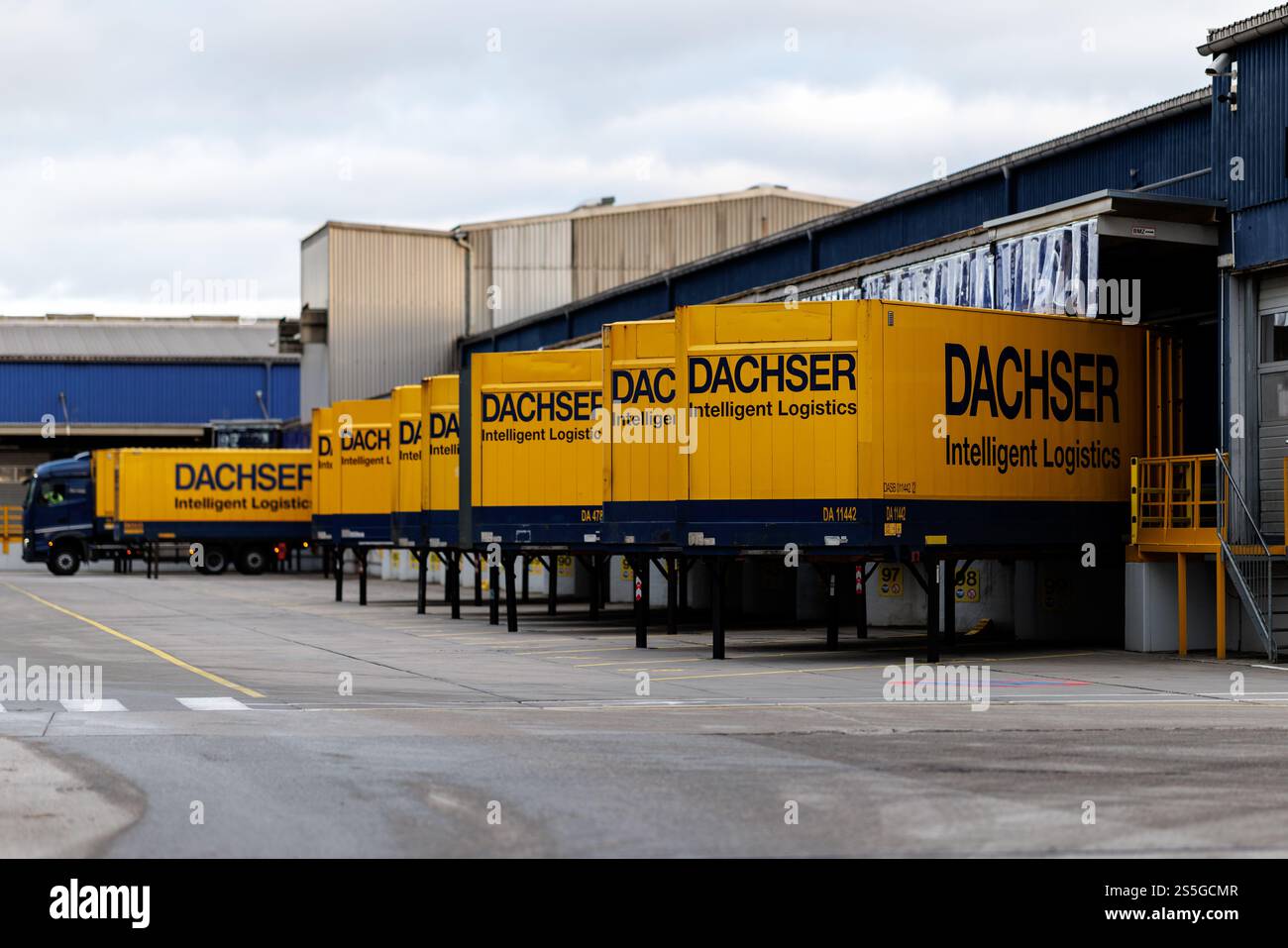 Munich, Germany. 10th Jan, 2025. The lettering and logo of the Dachser ...