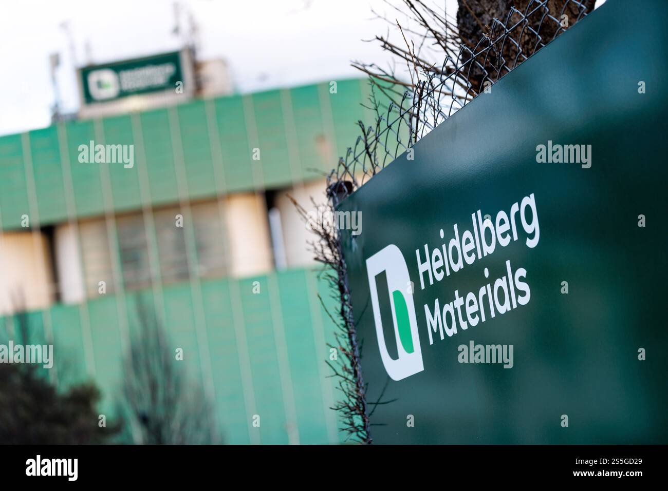 Munich, Germany. 10th Jan, 2025. The Heidelberg Materials lettering and ...