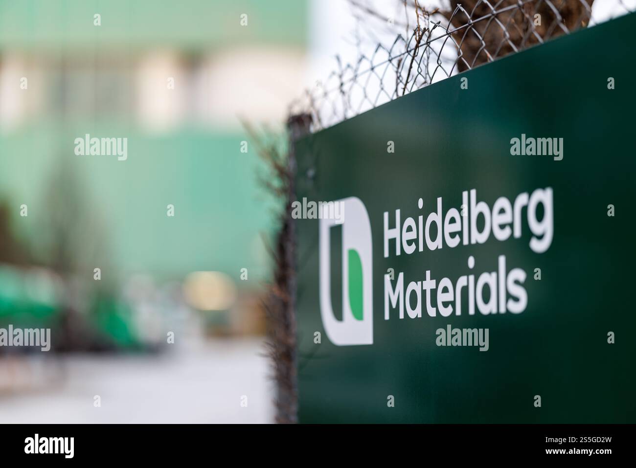 Munich, Germany. 10th Jan, 2025. The Heidelberg Materials lettering and ...
