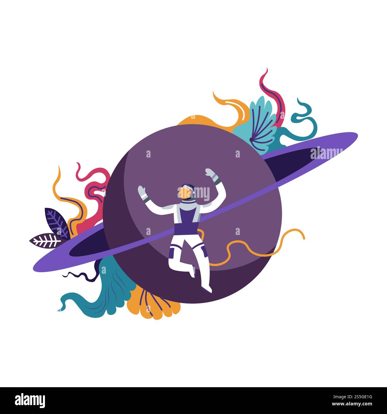 Astronaut wearing special costume exploring outer space human in cosmos ...