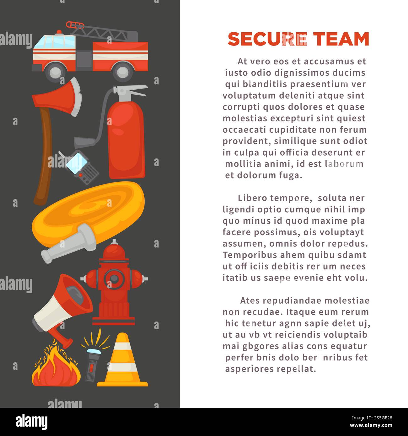 Fireman profession and fire secure protection poster of fire ...