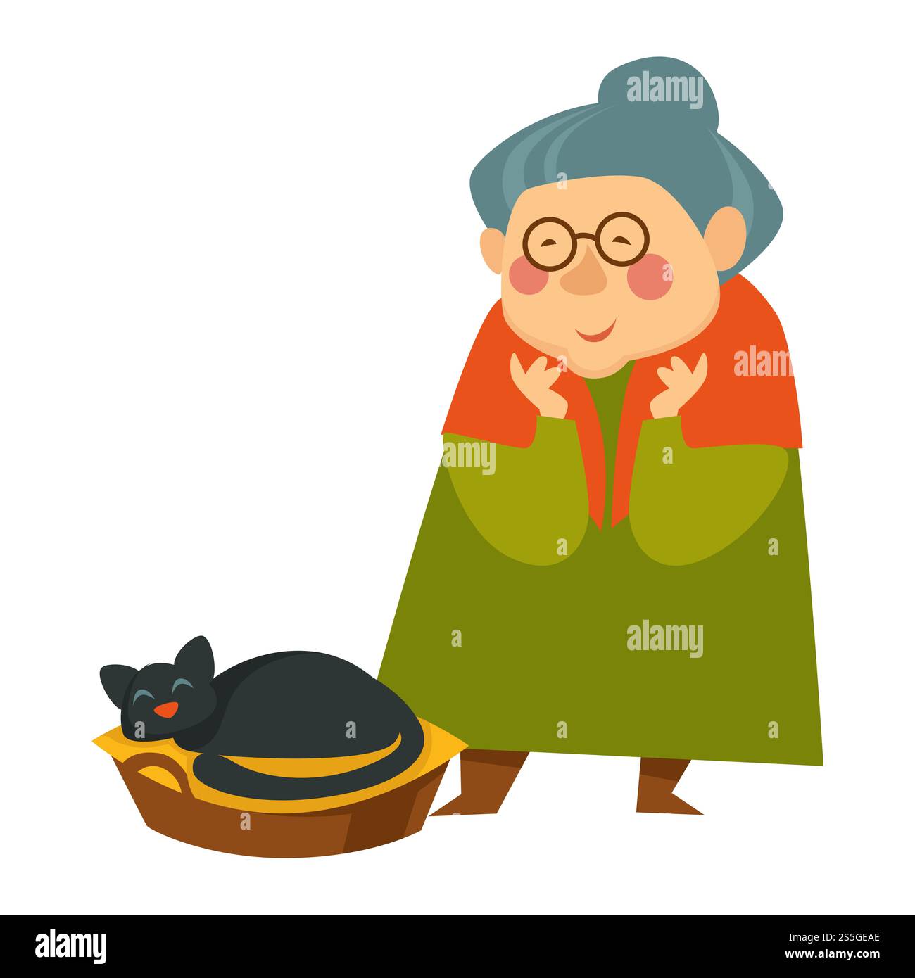 Smiling elderly woman lying Stock Vector Images - Alamy