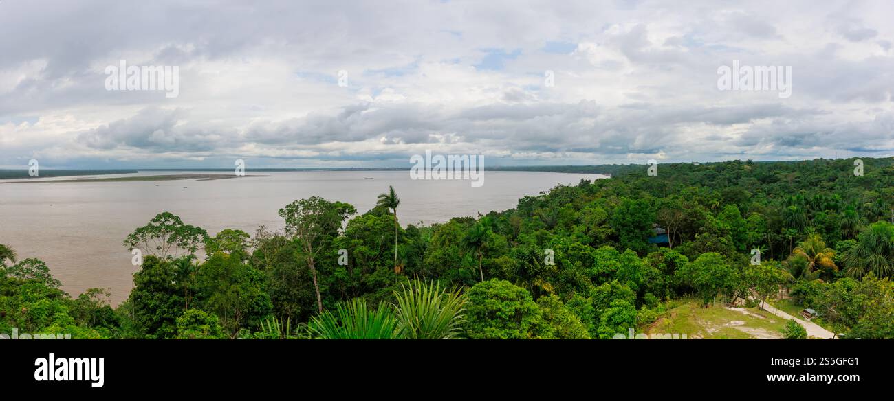 Amazon landscape with view of the jungle and Amazon river, from the ...