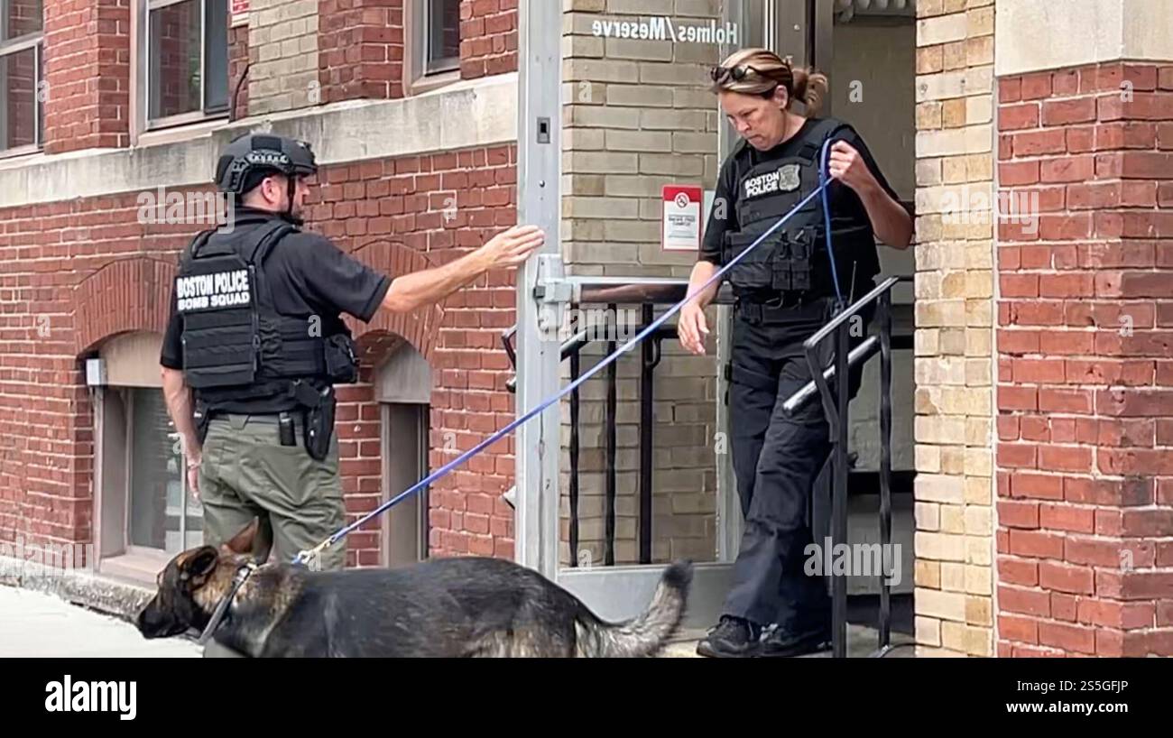 FILE - In a screen grab taken from video, a Boston Police bomb squad ...