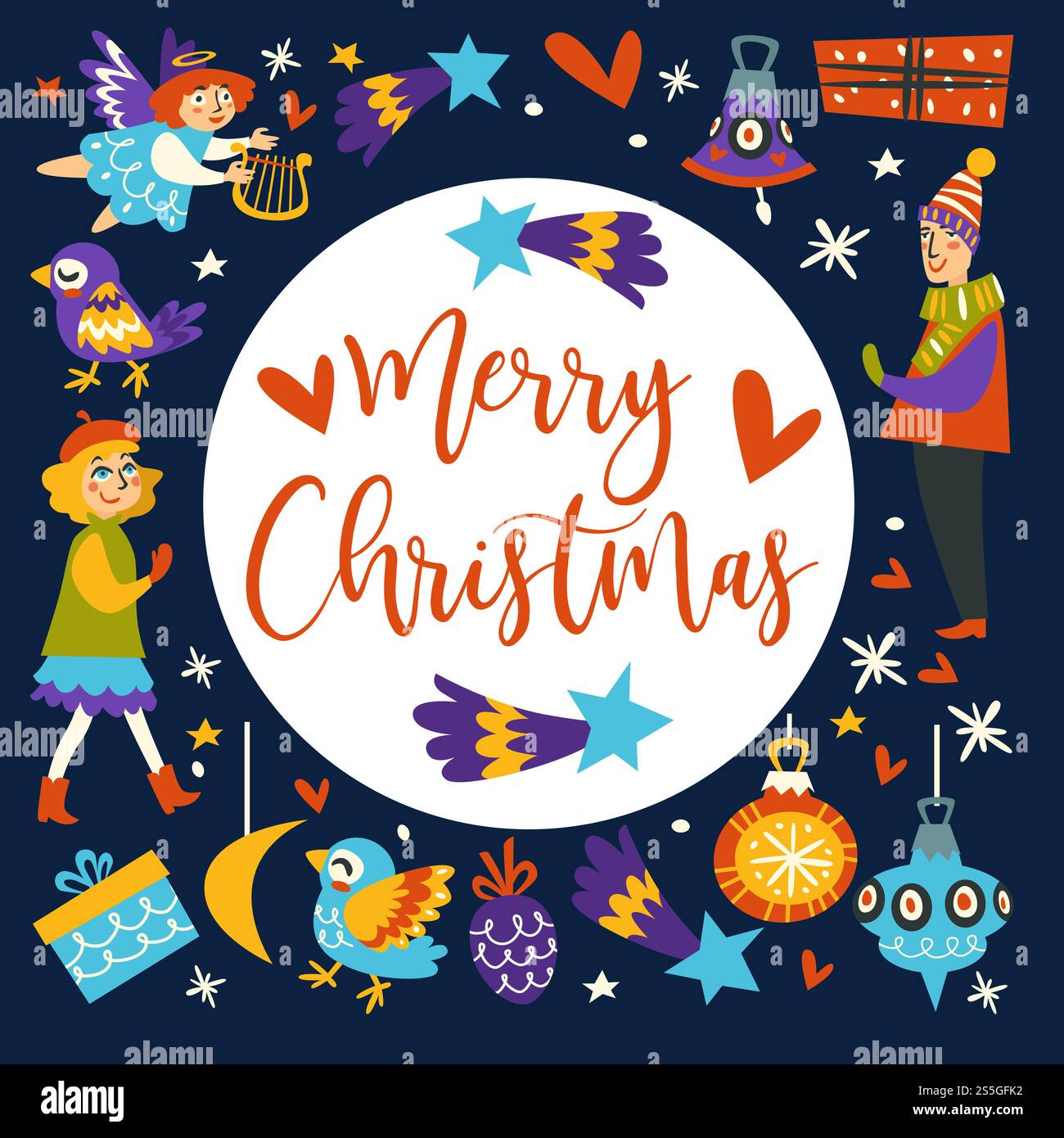 Merry Christmas winter holiday greeting and celebration banner vector ...