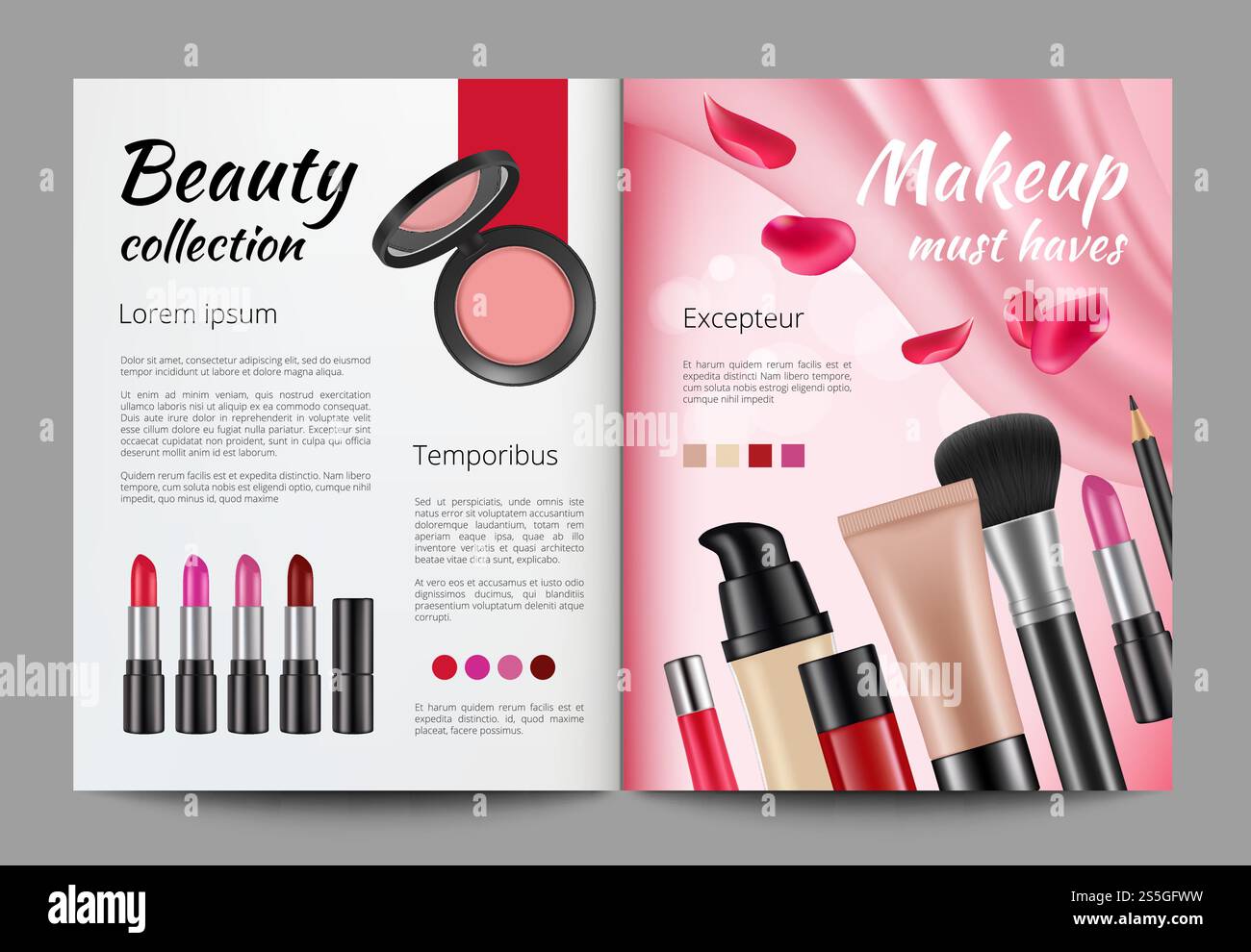 Advertising cosmetics in magazine. Design template of women magazine ...