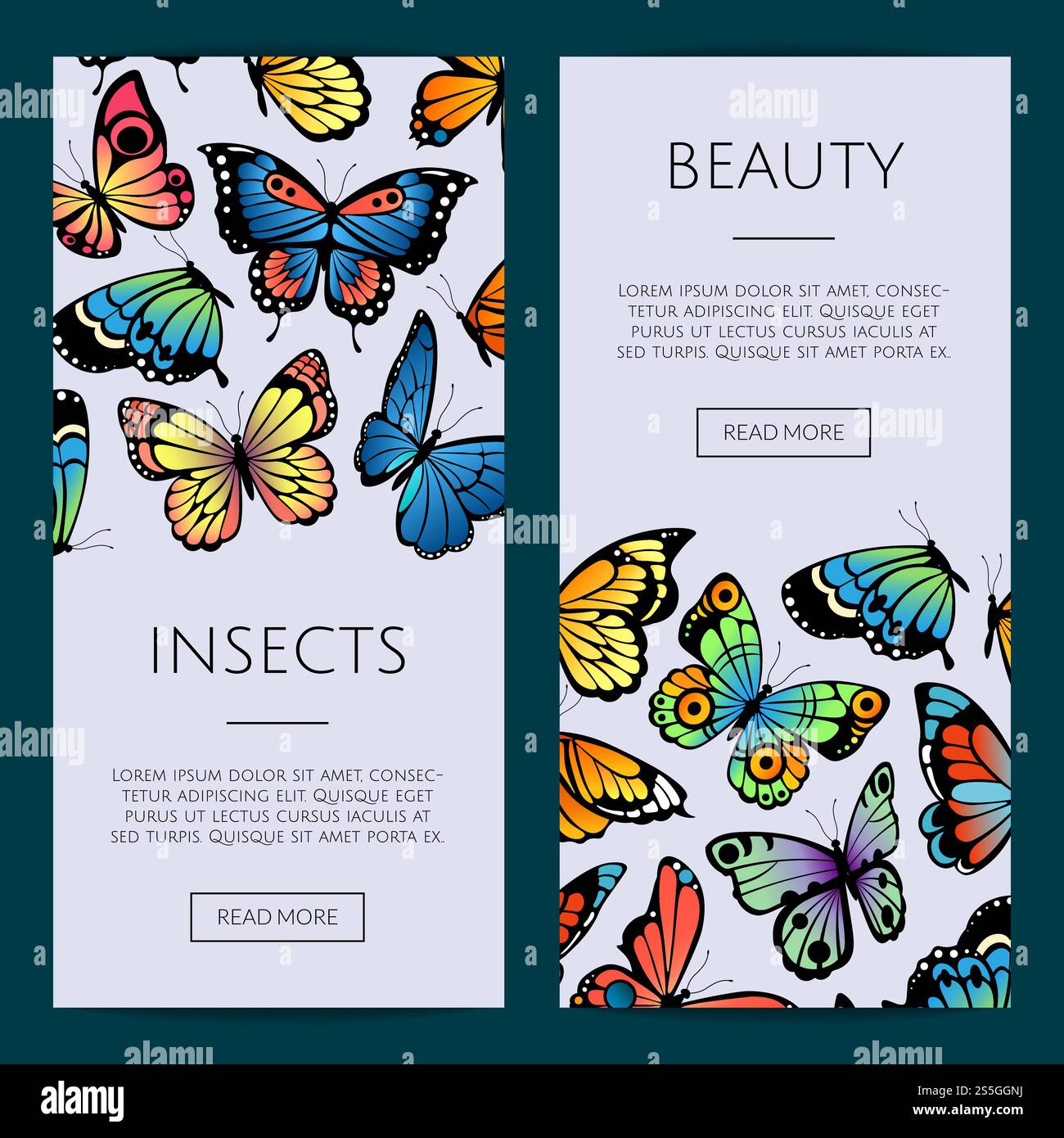 Vector decorative butterflies web banner templates illustration ...