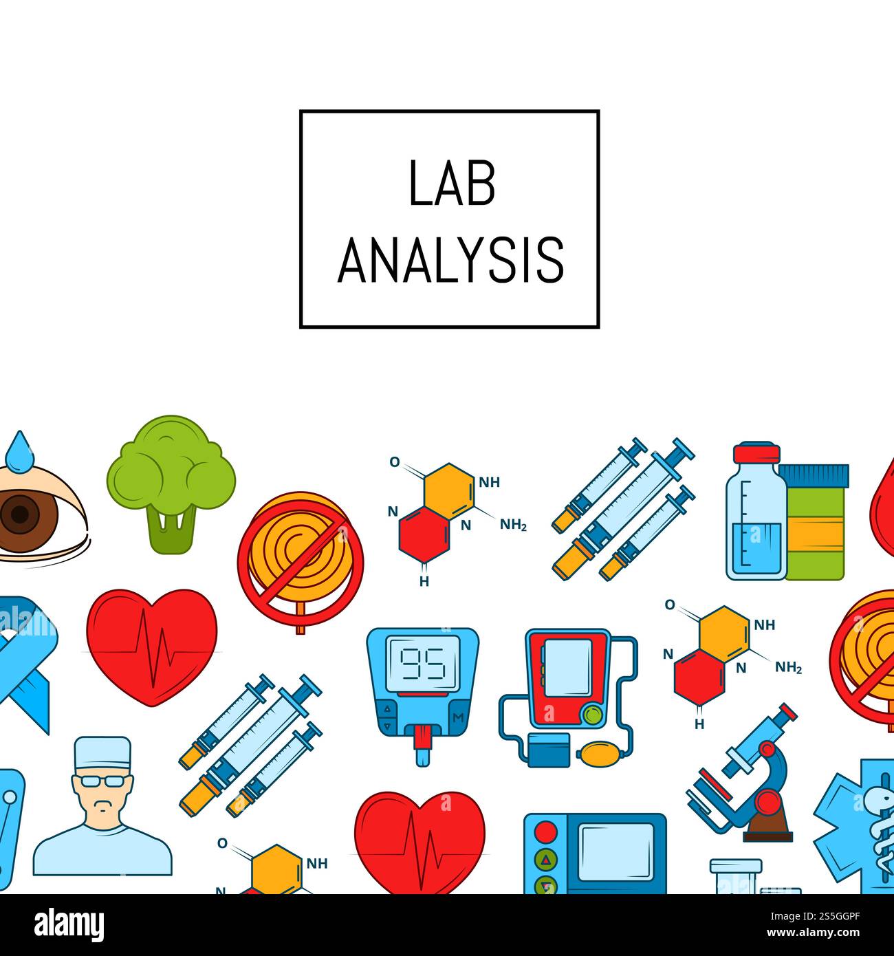 Vector colored diabetes icons background with place for text ...