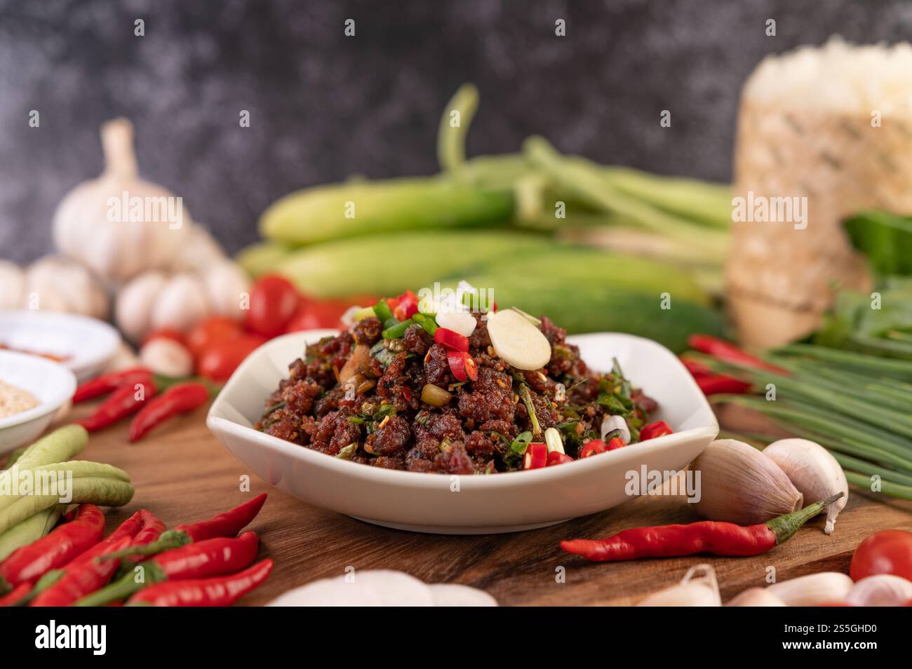 Minced meat raw spring onions hi-res stock photography and images - Alamy
