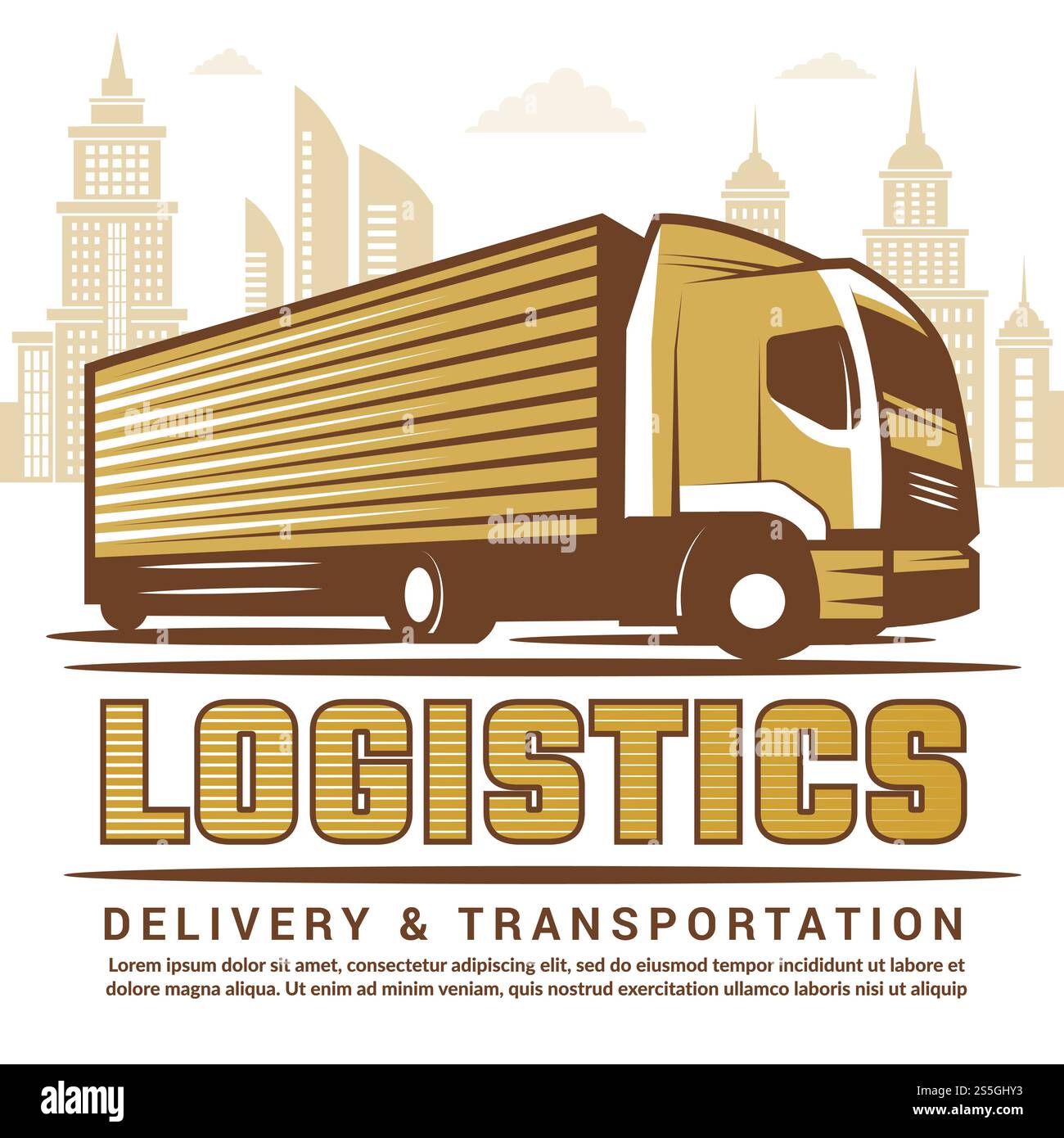 Logistics background. Vector stylized illustration of truck and ...
