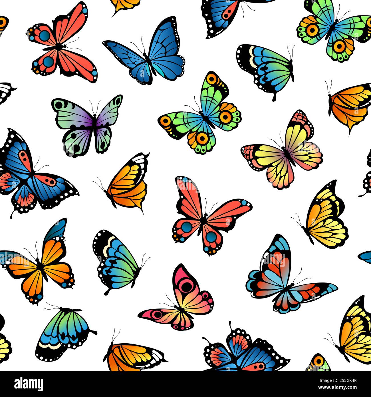 Vector decorative butterflies pattern or background illustration ...