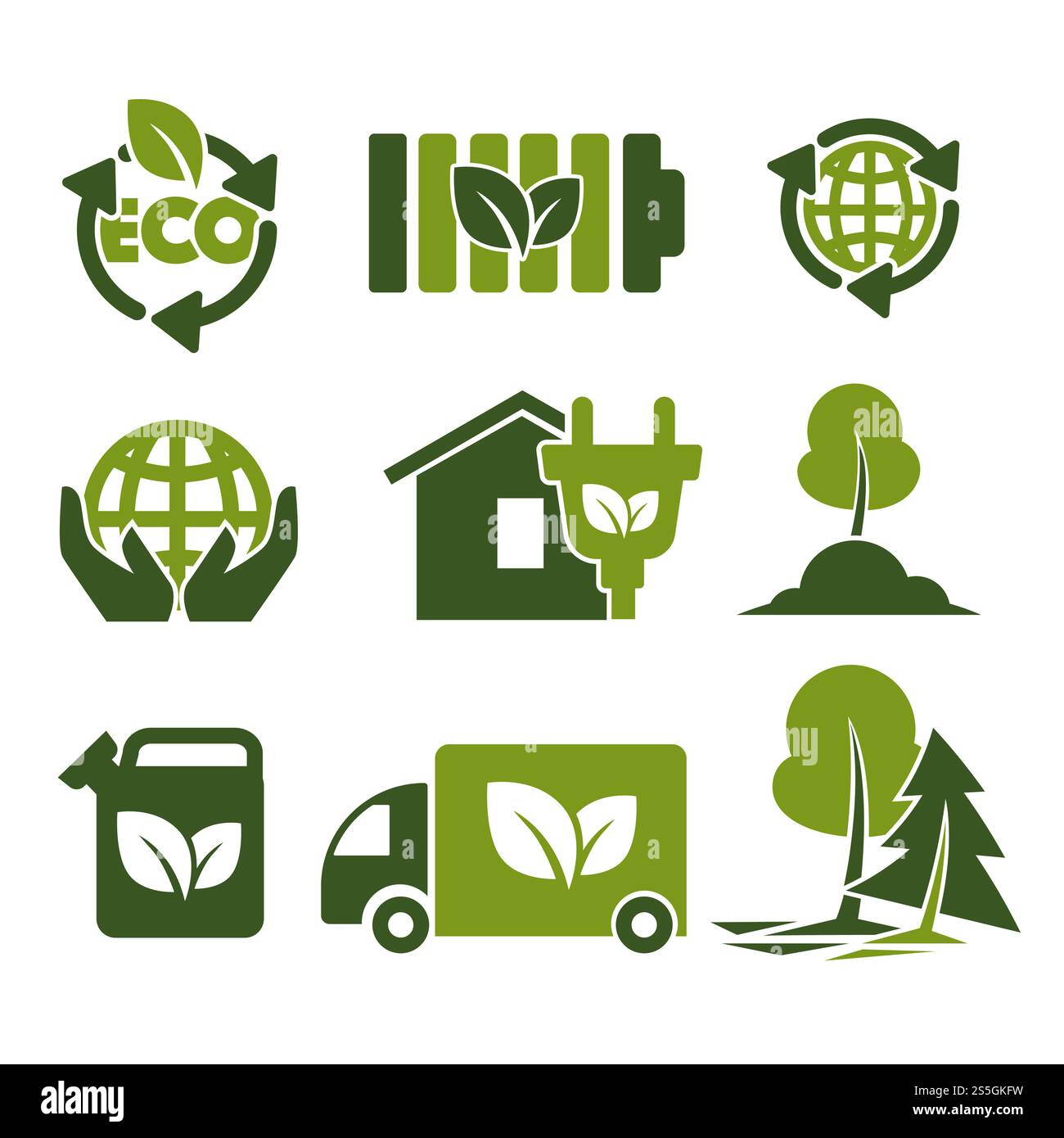 Eco green isolated icons reusing reducing and recycling saving ecology energy economy planet ...