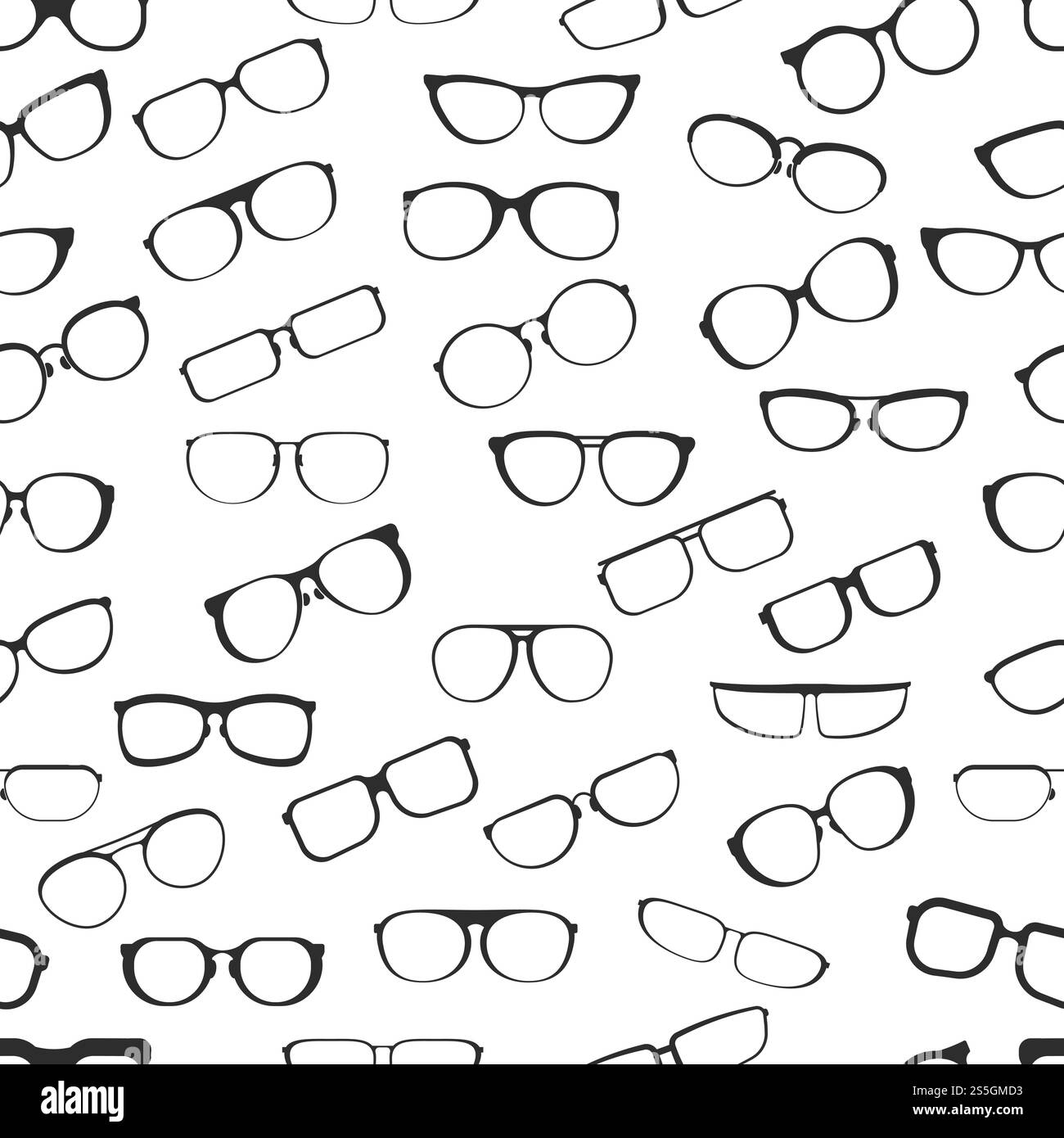 Eyesight glasses with various styles of plastic framing isolated ...