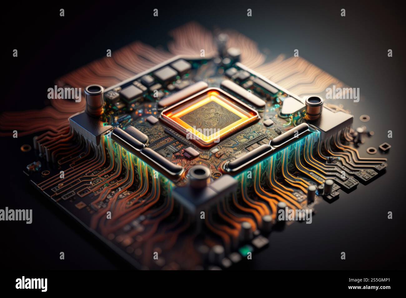 Computer chip technology. PC circuit motherboard. Generate Ai Stock Photo - Alamy