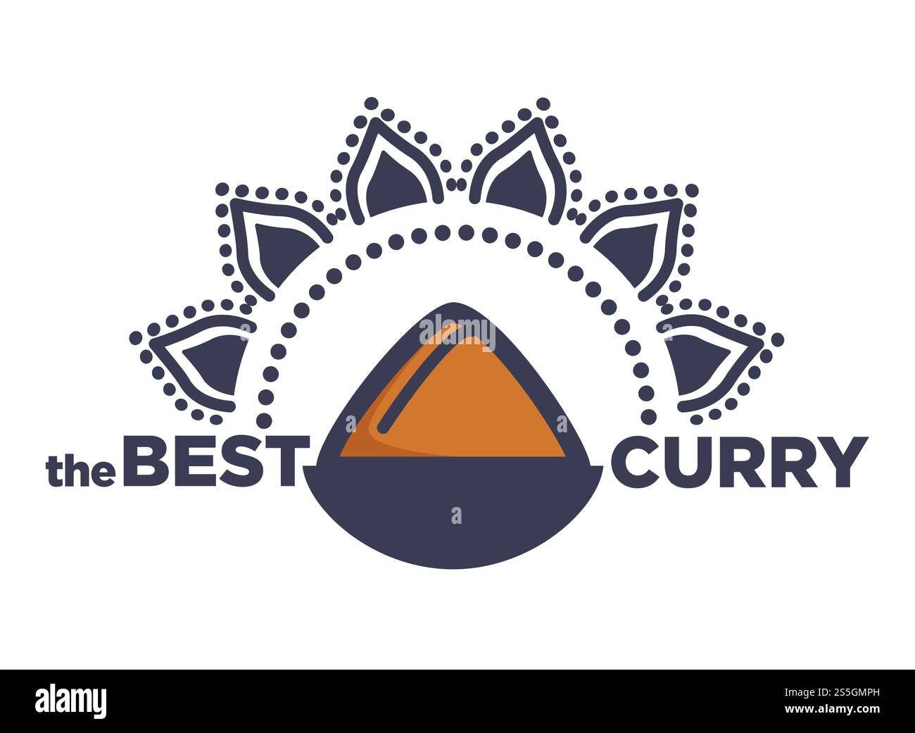 Best curry Indian traditional food on bowl and mandala sign vector ...