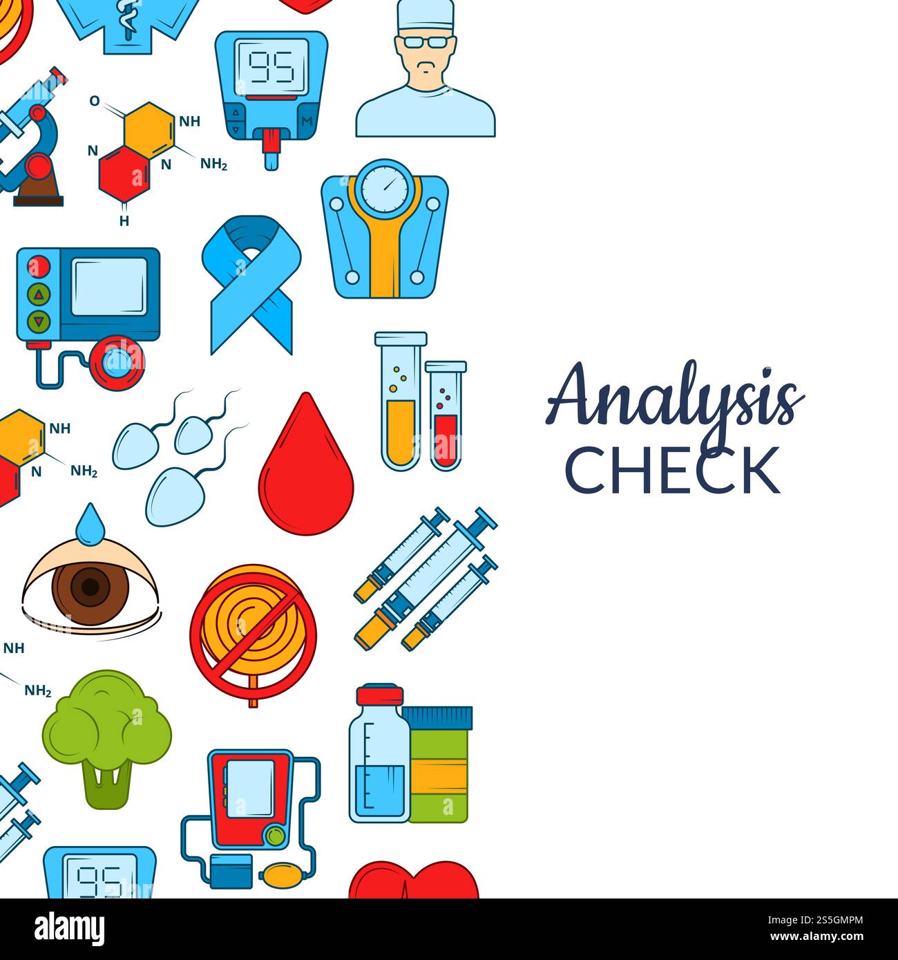 Vector colored diabetes icons background with place for text ...