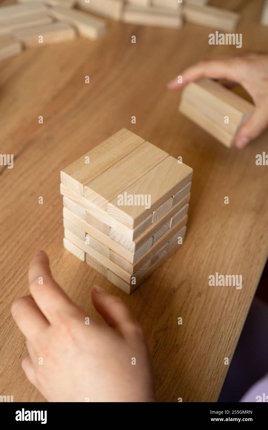 Family bonding wooden block hi-res stock photography and images - Alamy