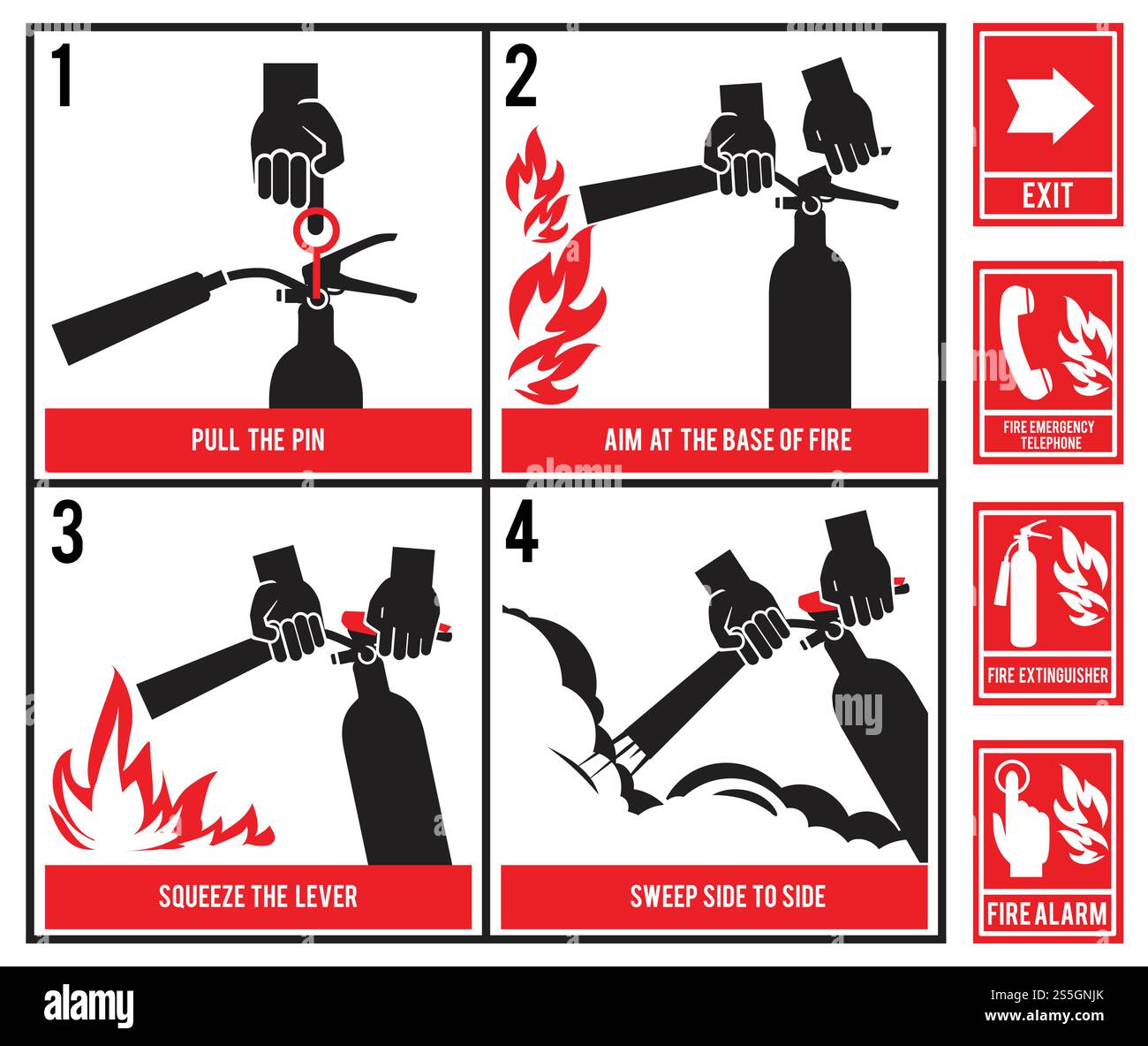 Fire fighting technical illustration. Vector silhouette of fire ...