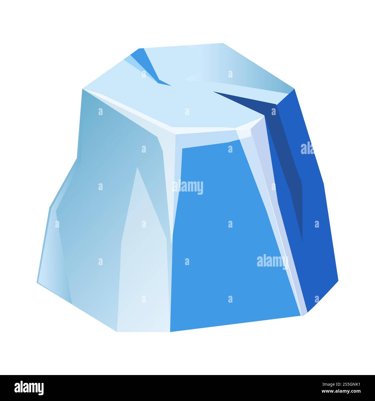 Blue transparent uneven ice glacier piece isolated cartoon vector ...