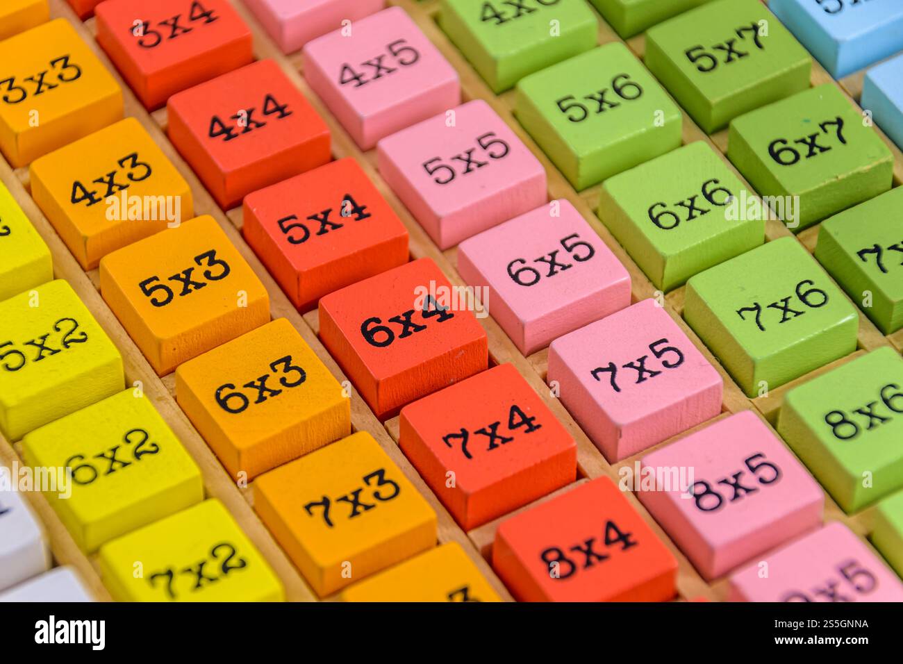 colorful wooden multiplication table, concept children's educational ...