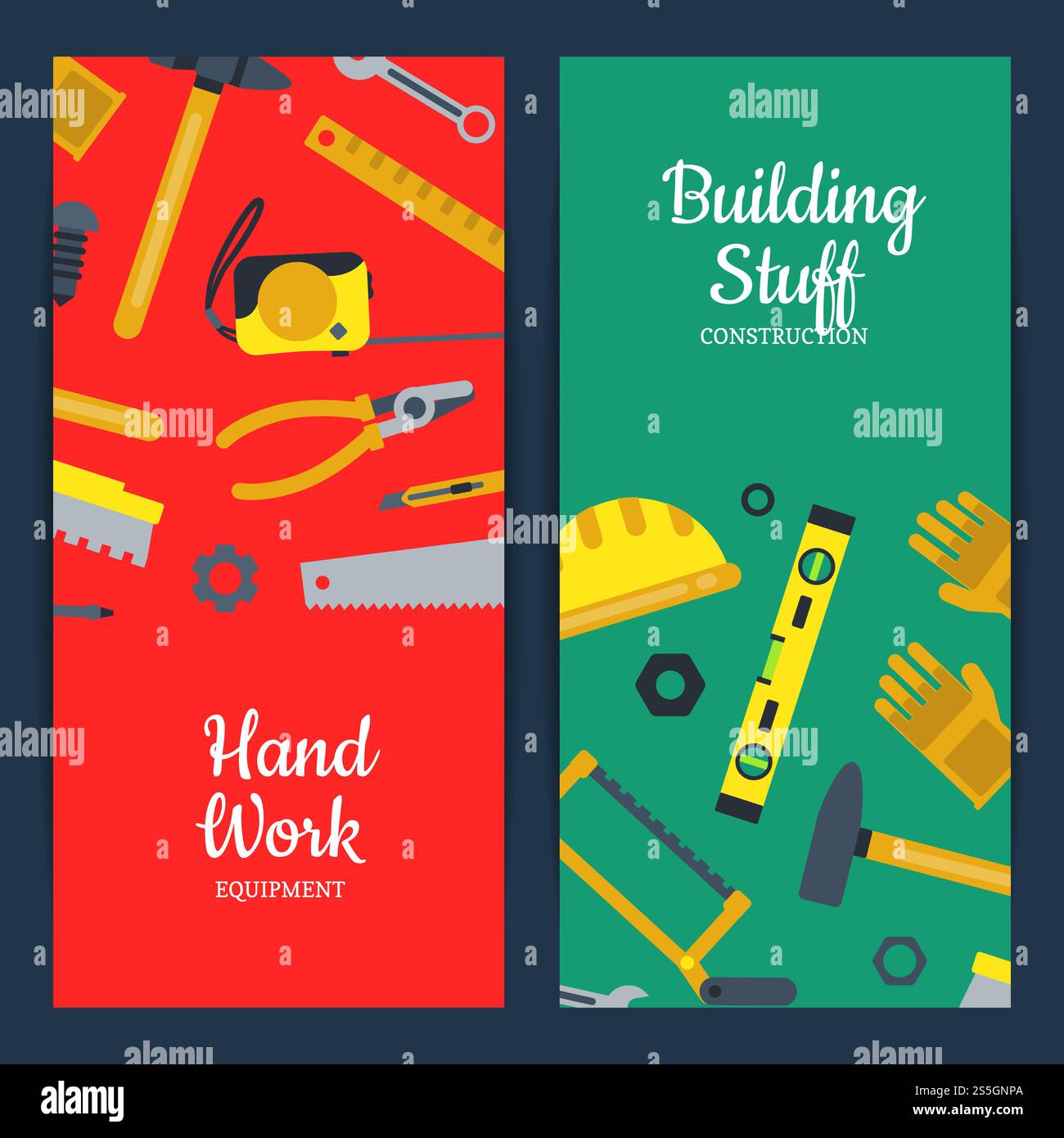 Vector flat construction set tools web banner and poster templates ...