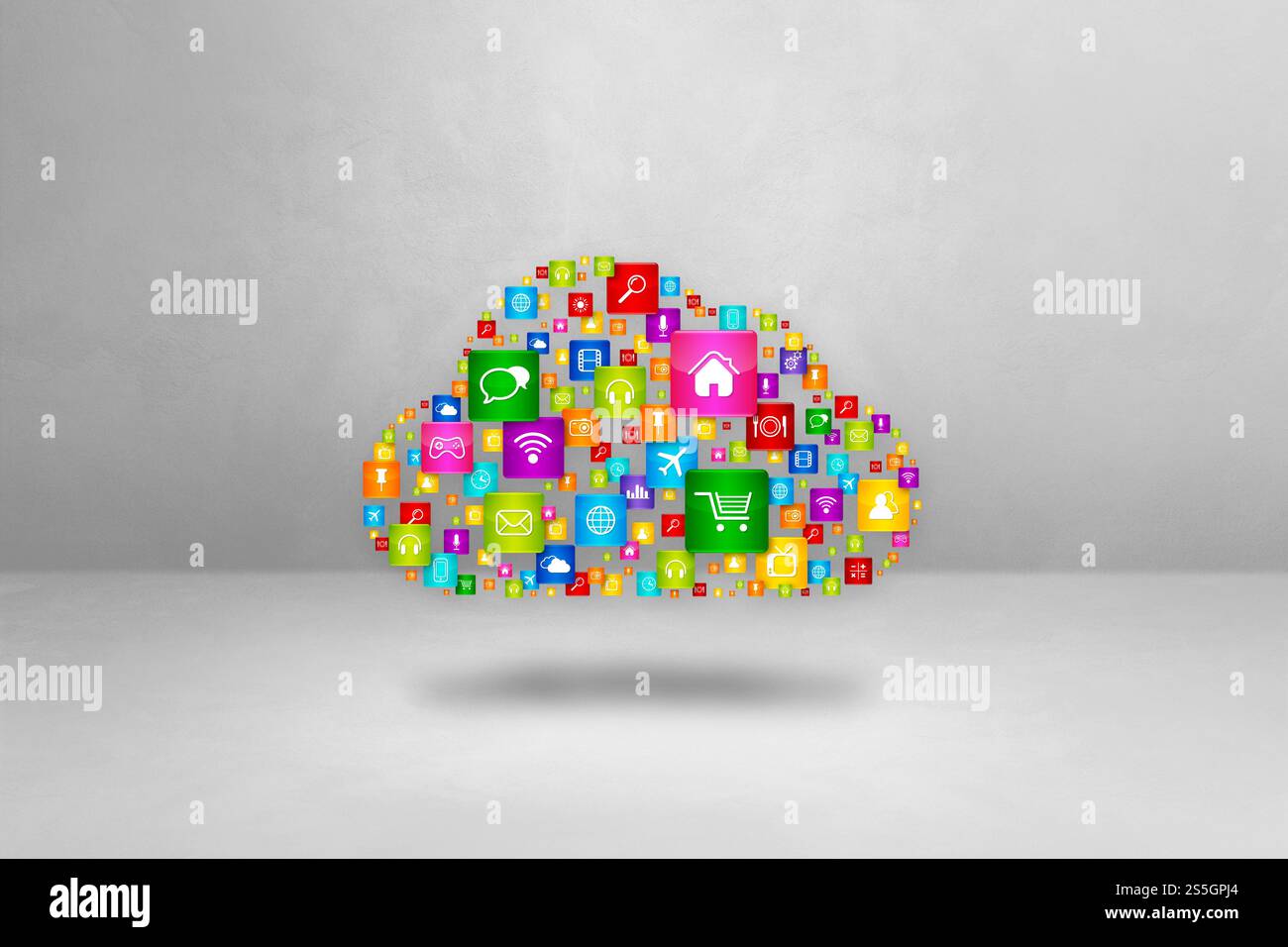 Cloud Computing symbol made of apps icons. Isolated on white background ...